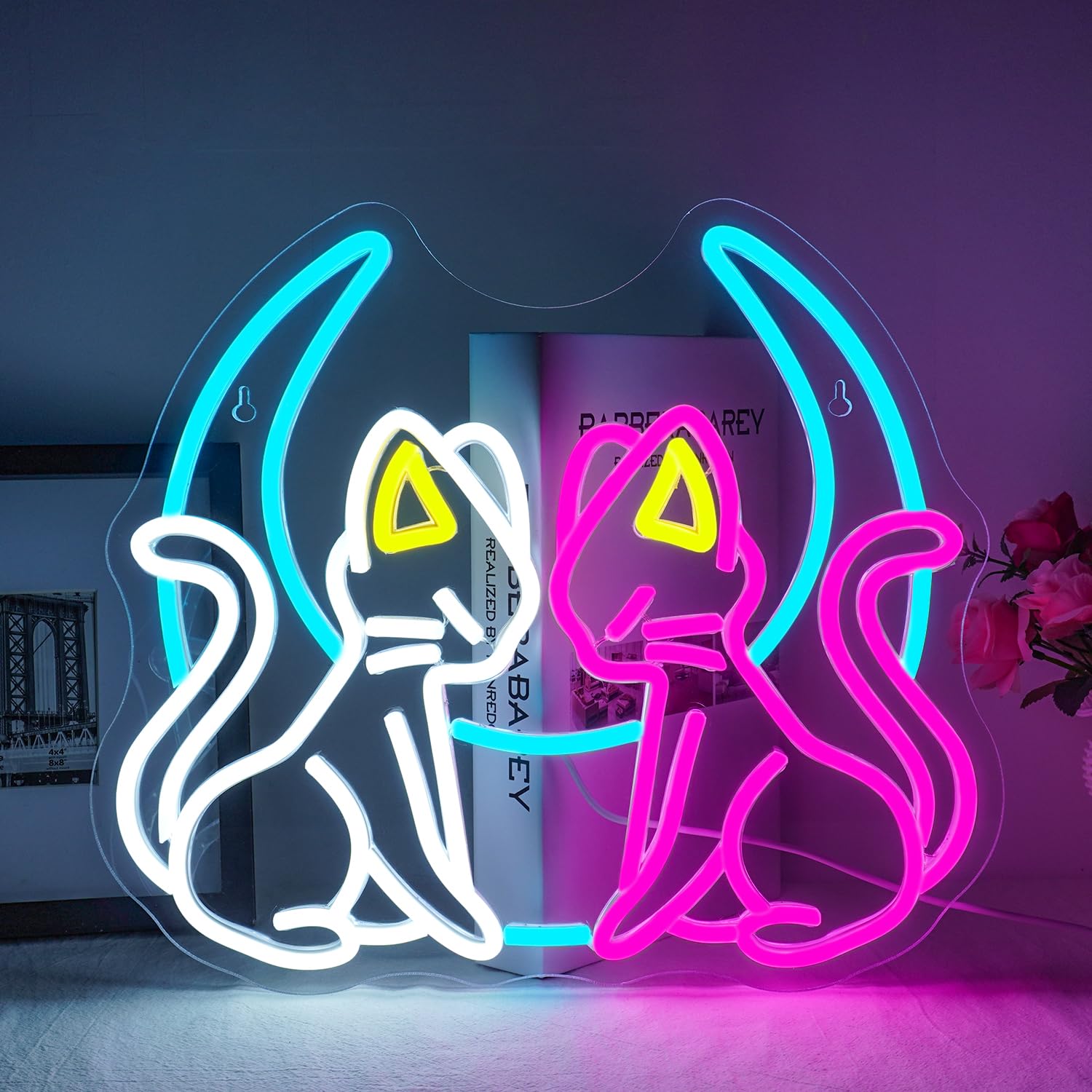 Ineonlife Moon Cat Neon Sign Cat Neon Signs Dimmable Colorful Moon Led ...