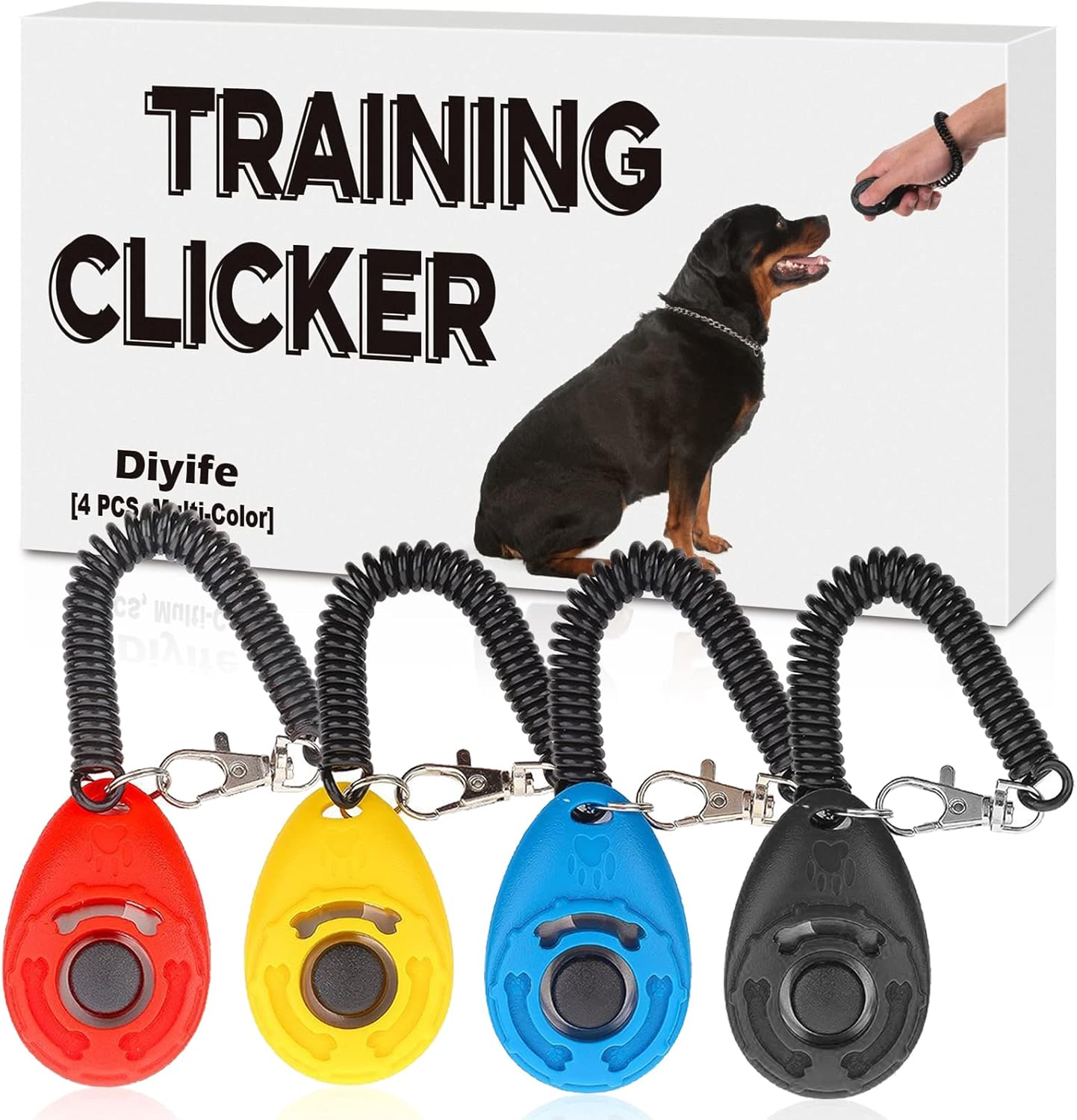 Diyife Dog Clicker, [4 PCS, Multi-Color] Dog Training Clicker with ...
