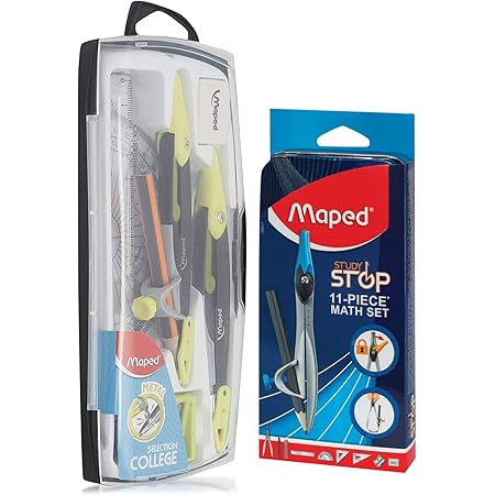 Maped Metal Open Compass - 9 Pcs Set & Maped Study Stop 11-Piece Math ...