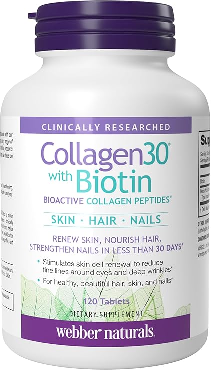 Webber Naturals Collagen30 with Biotin, 2,500 mg of Bioactive Collagen ...