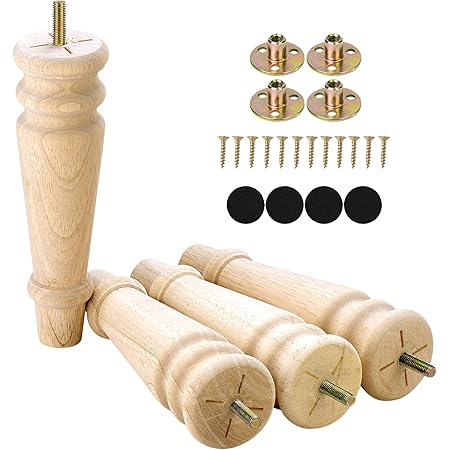 Amazon.com: Wood Furniture Legs 6 inch - Sofa Legs Set of 4 Replacement ...