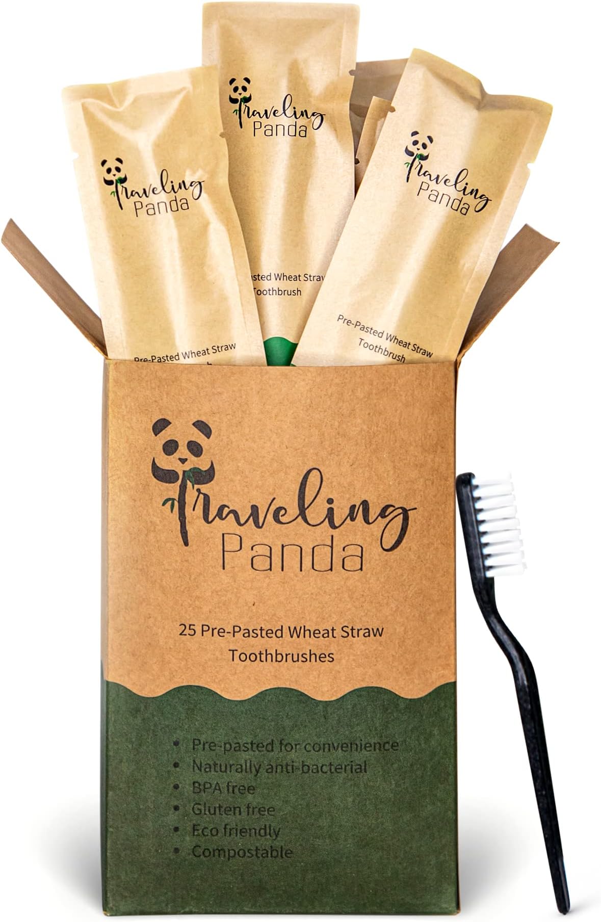 Amazon.com : Traveling Panda Wheat Straw Toothbrushes Bulk, Soft ...