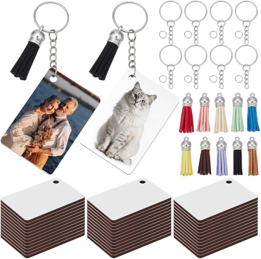 Amazon.com: ORIGACH 260 Pcs Rectangle Double-Sided Sublimation Keychain ...