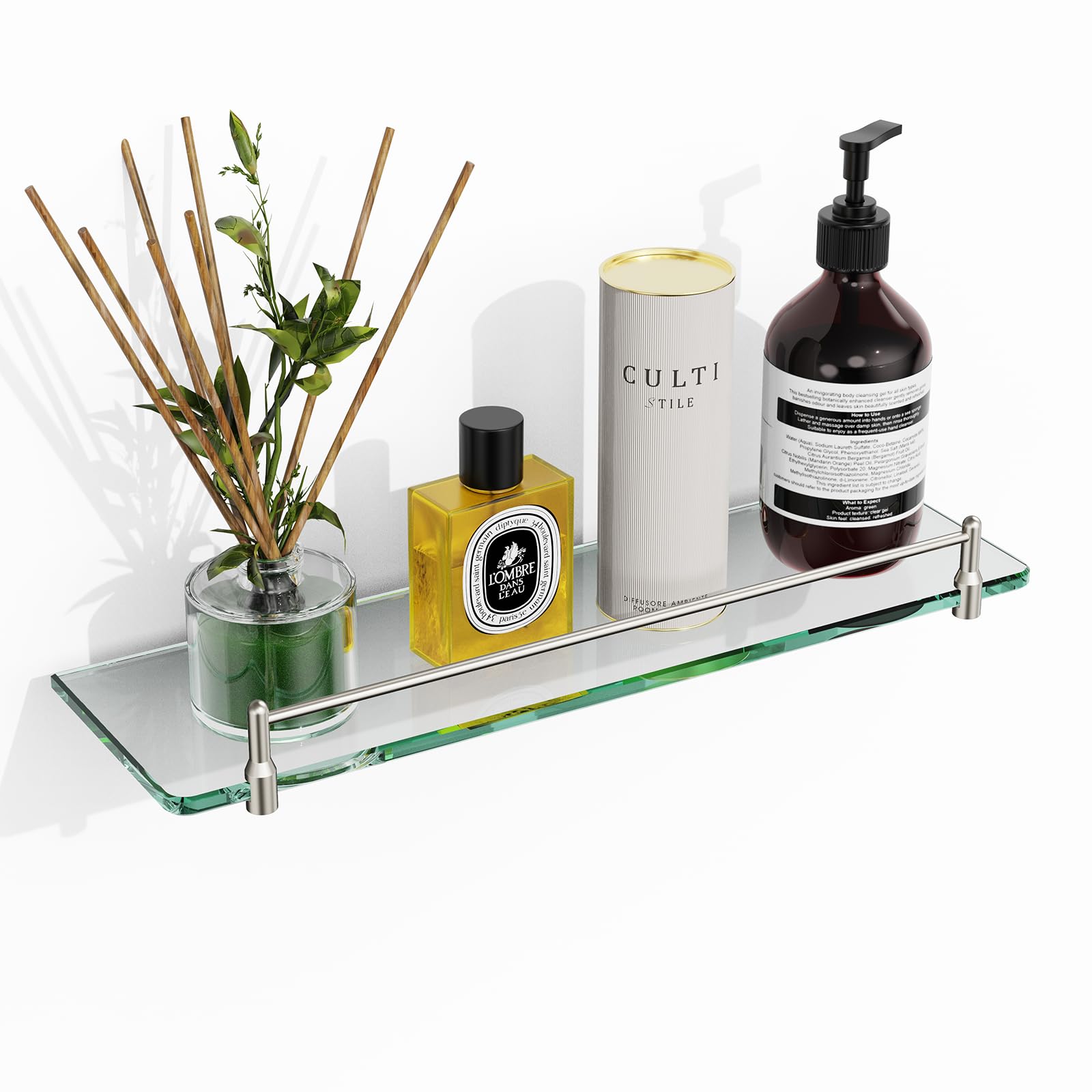 Amazon.com: KOCOK Glass Shelf for Bathroom,16-Inch Brushed Nickel ...