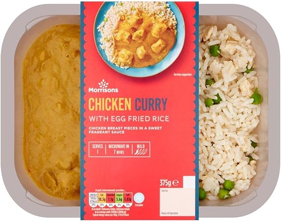 Morrisons Chicken Curry with Egg Fried Rice 375g : Amazon.co.uk: Grocery