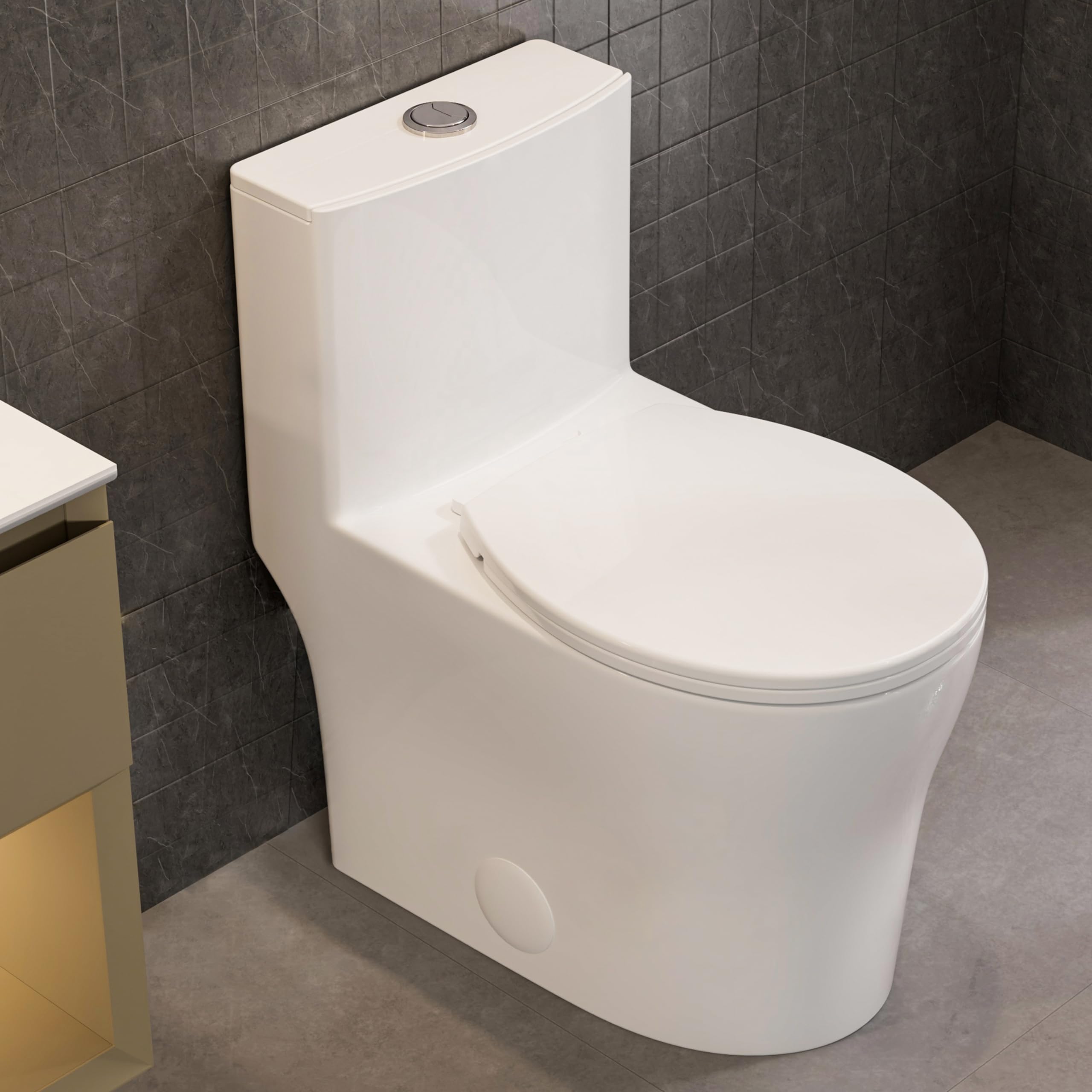 Buy Casta Diva Round One-Piece Toilet for Small Bathroom Modern Compact ...