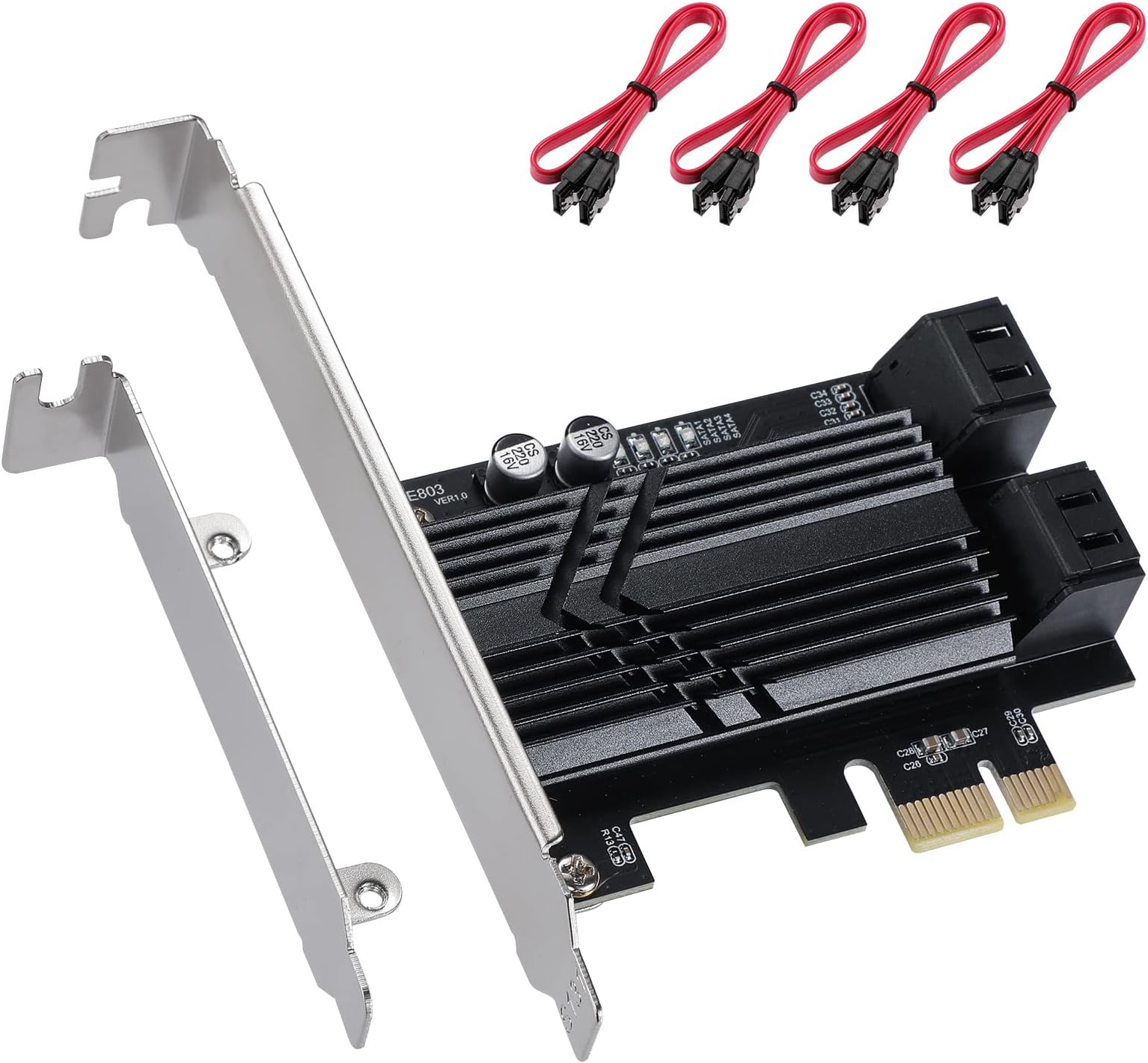 ACTIMED Carte PCIE SATA 10 Ports avec 10 câbles SATA, contrôleur PCI Express 6Gbps SATA 3.0 ...