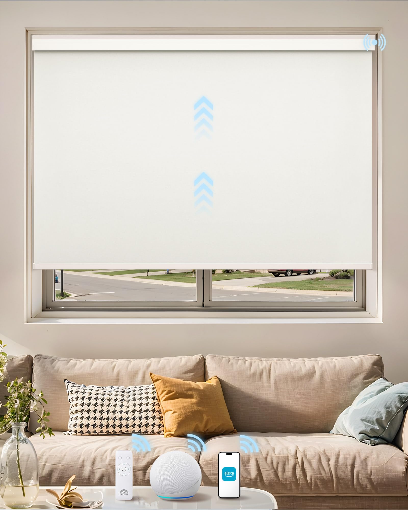 Amazon.com: JaeJaes Motorized Roller Shades with Remote Control, Blackout Rechargeable Smart ...