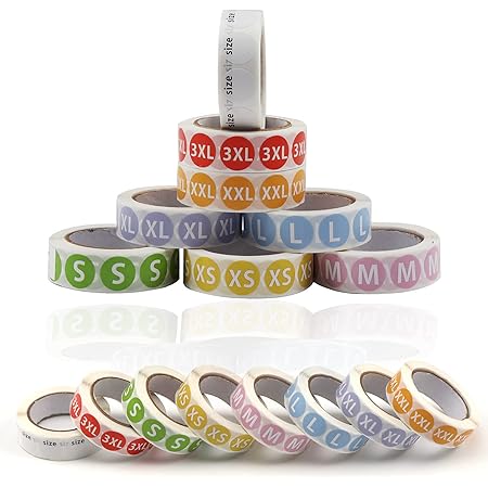 2800 Pcs Clothing Size Round Sticker Labels in Full 7 Sizes (XS, S, M ...