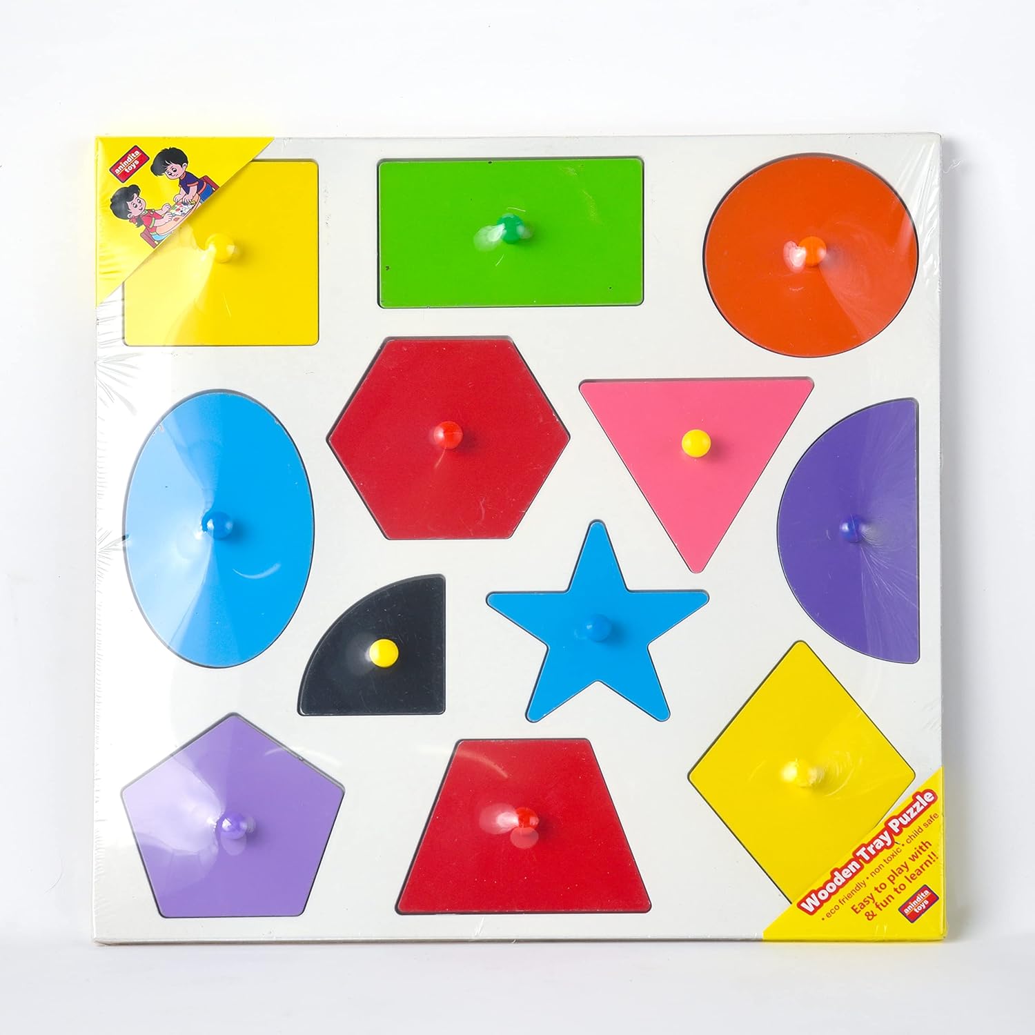 Buy Anindita Toys Shape Sorter Tray (12 Shapes) Wooden Tray Puzzle ...