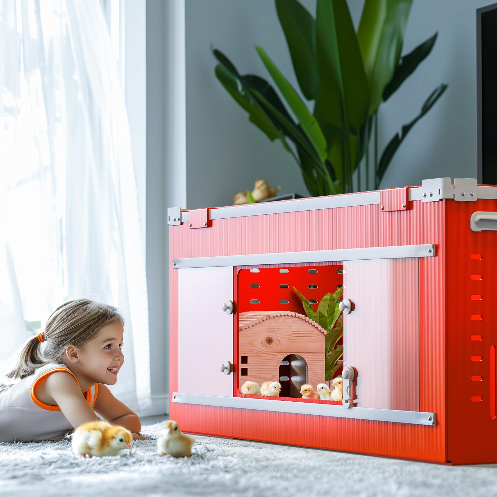 Deluxe Foldable Chick Brooder Box(Red, 48" x 23" x 23"),Big Chicken ...