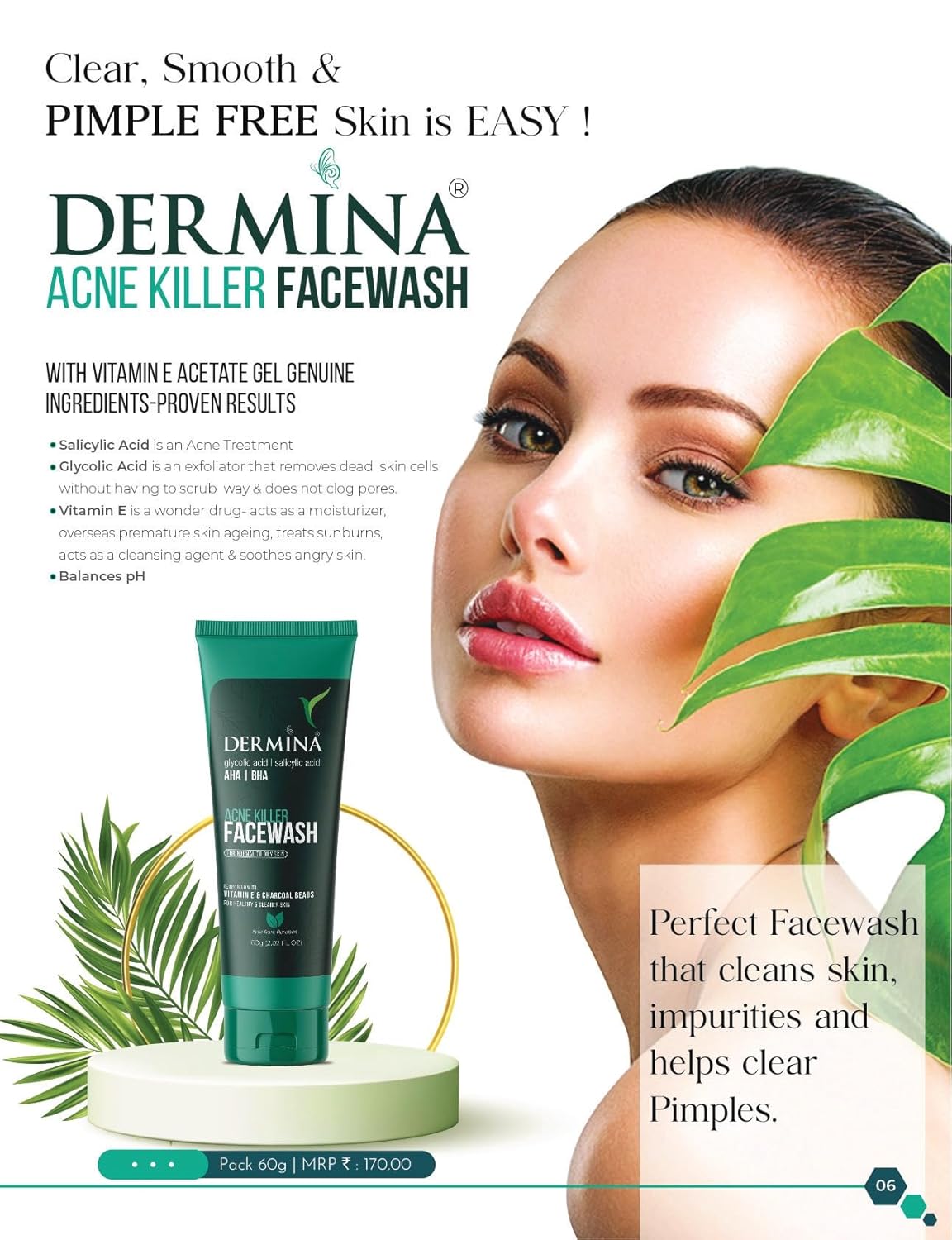 Dermina Anti Acne Facewash 60gm( Pack of 3) : Amazon.in: Beauty