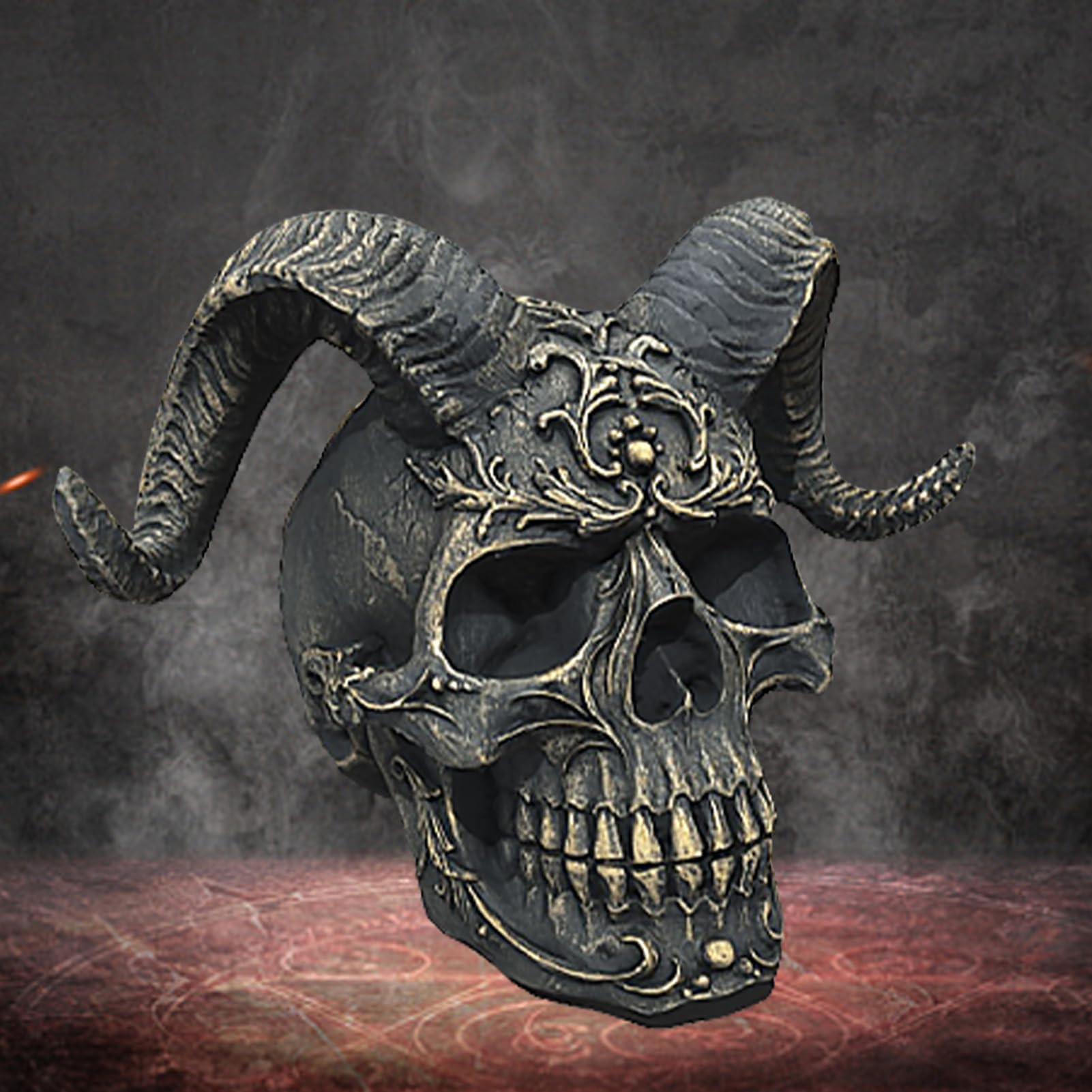 Tuzsocr 14CM Demon Skull Figurine,Black Infernal Skull,Desk Skull ...