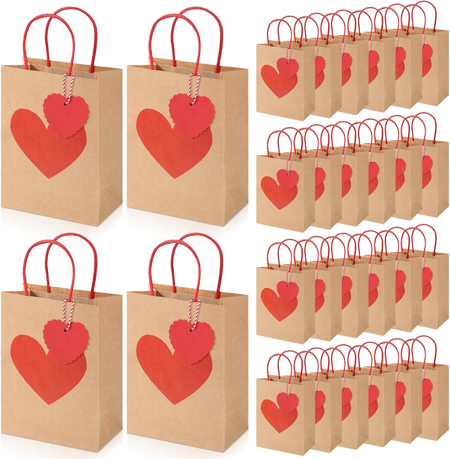 Amazon.com: Bakbania 30 Pack Valentine's Day Heart Gift Bags with ...