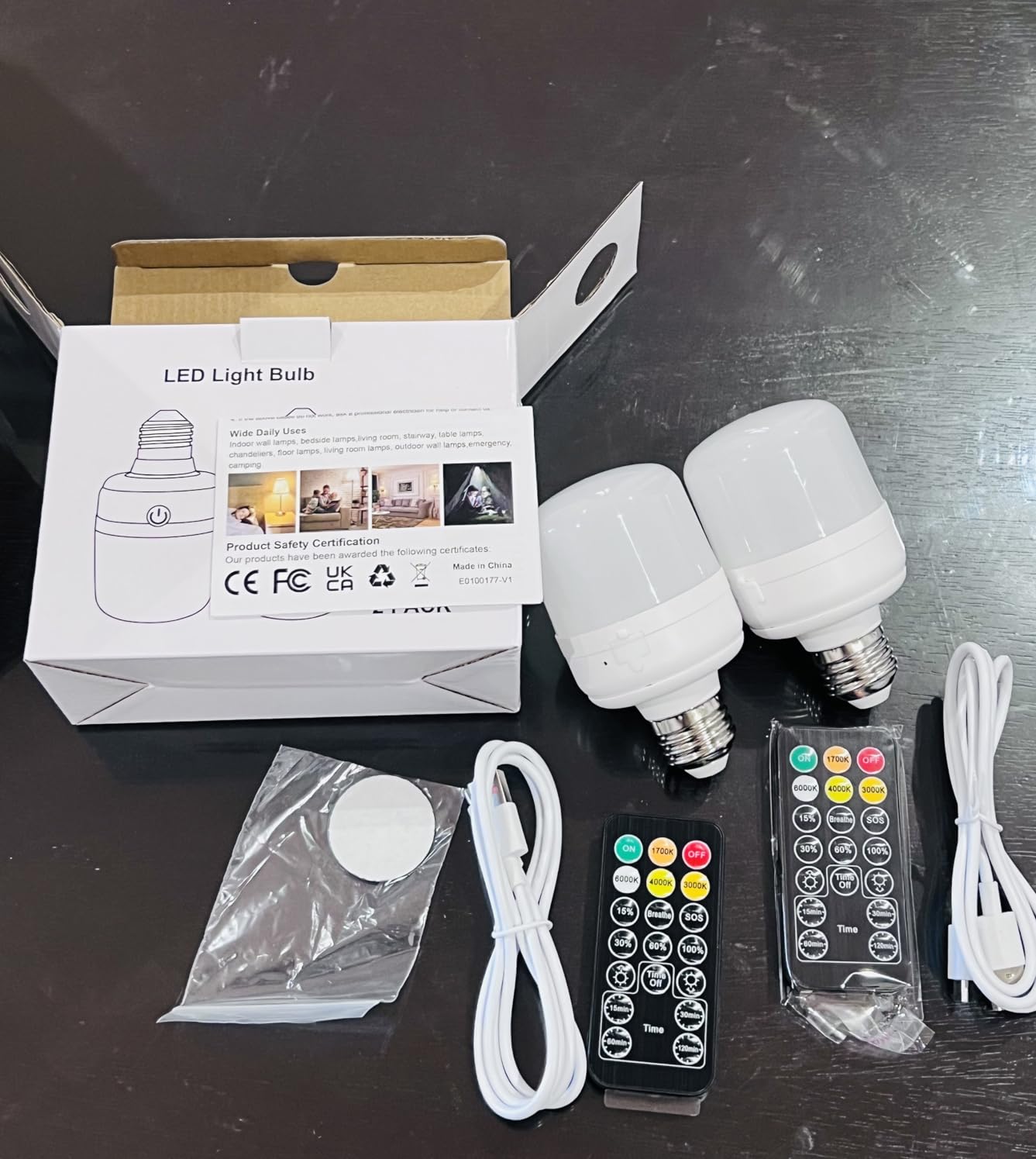 Eocean E27 LED Light Bulb, Rechargeable Light Bulbs with Remote Control ...