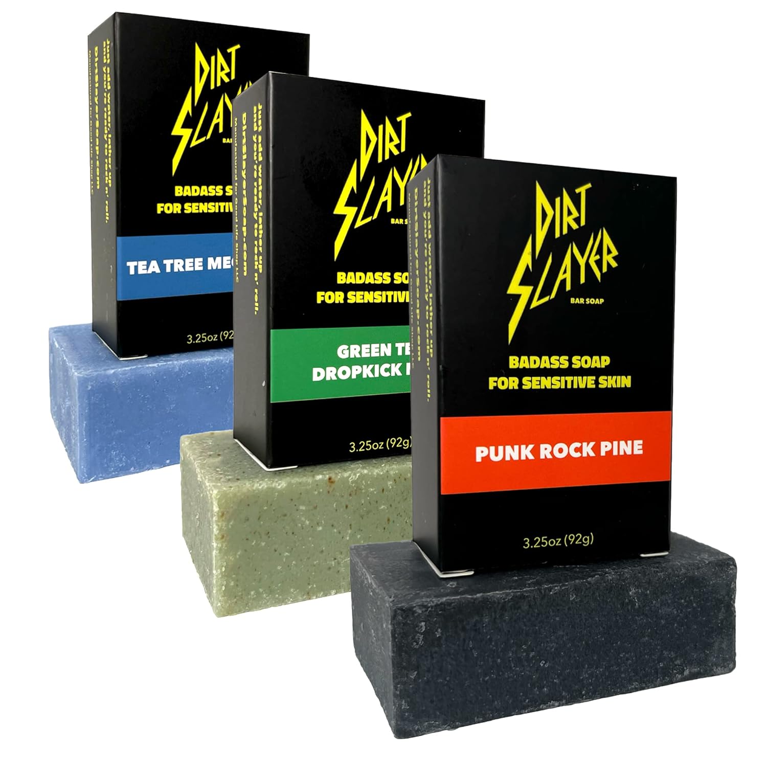 Amazon.com : Dirt Slayer All Natural Bar Soap (3 Pack Variety: Charcoal Pine/Tea Tree/Green Tea ...