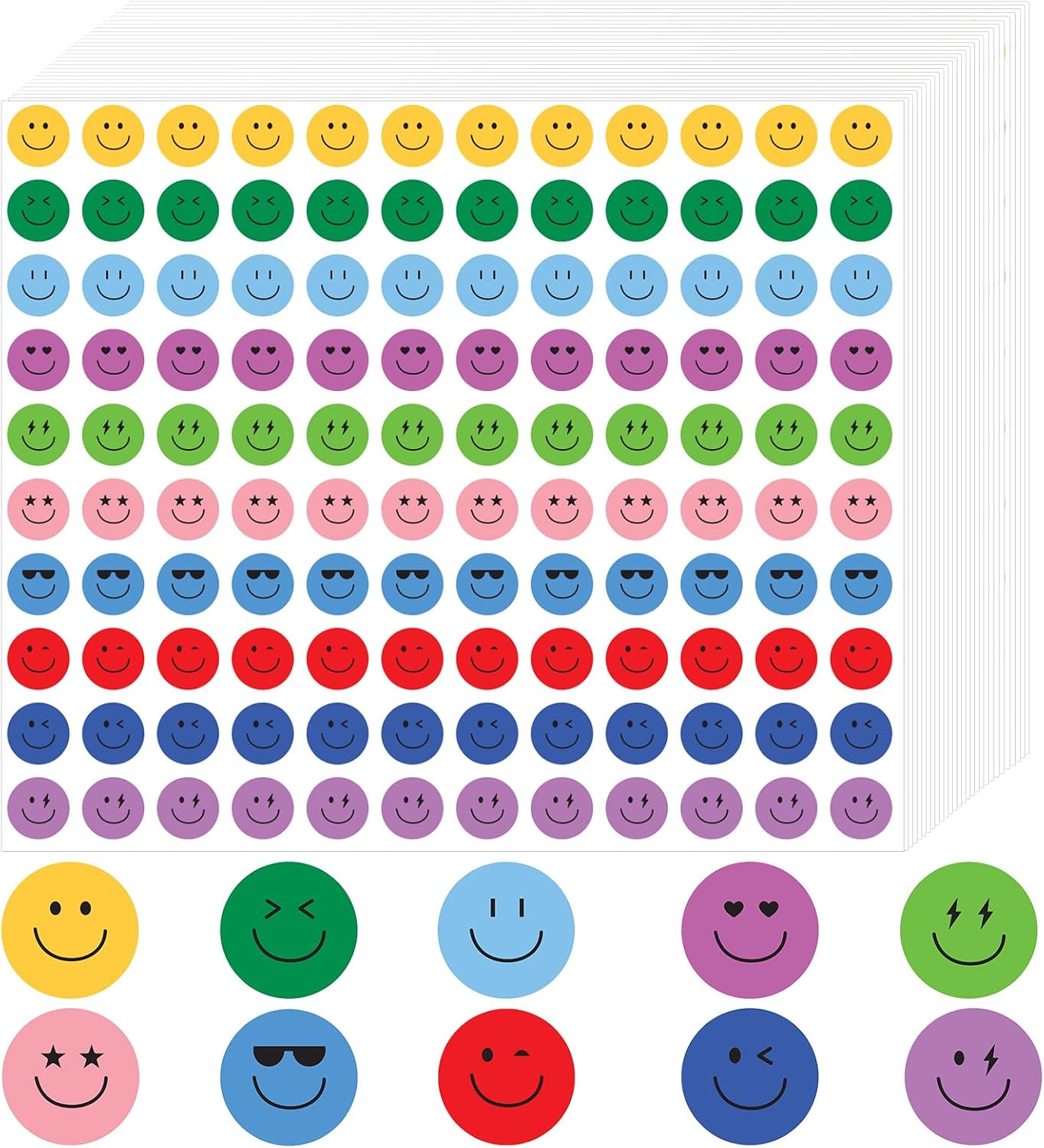 Amazon.com: Anwyll Smiley Face Stickers,6000Pcs 3/8'' Happy Face ...
