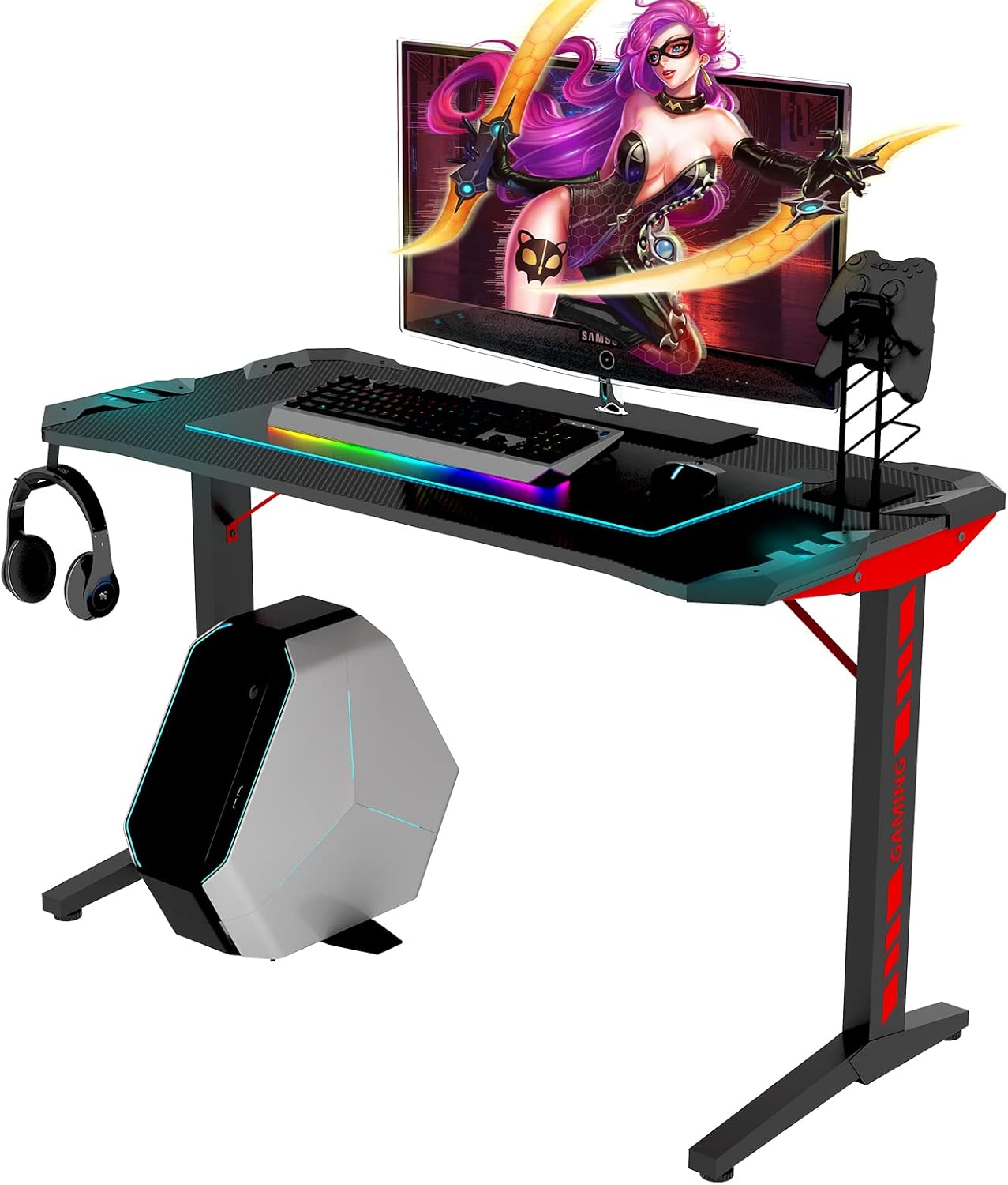 Amazon.com: AYTTPG 47.25 Inch Gaming Table T Shape Gaming Workstation ...