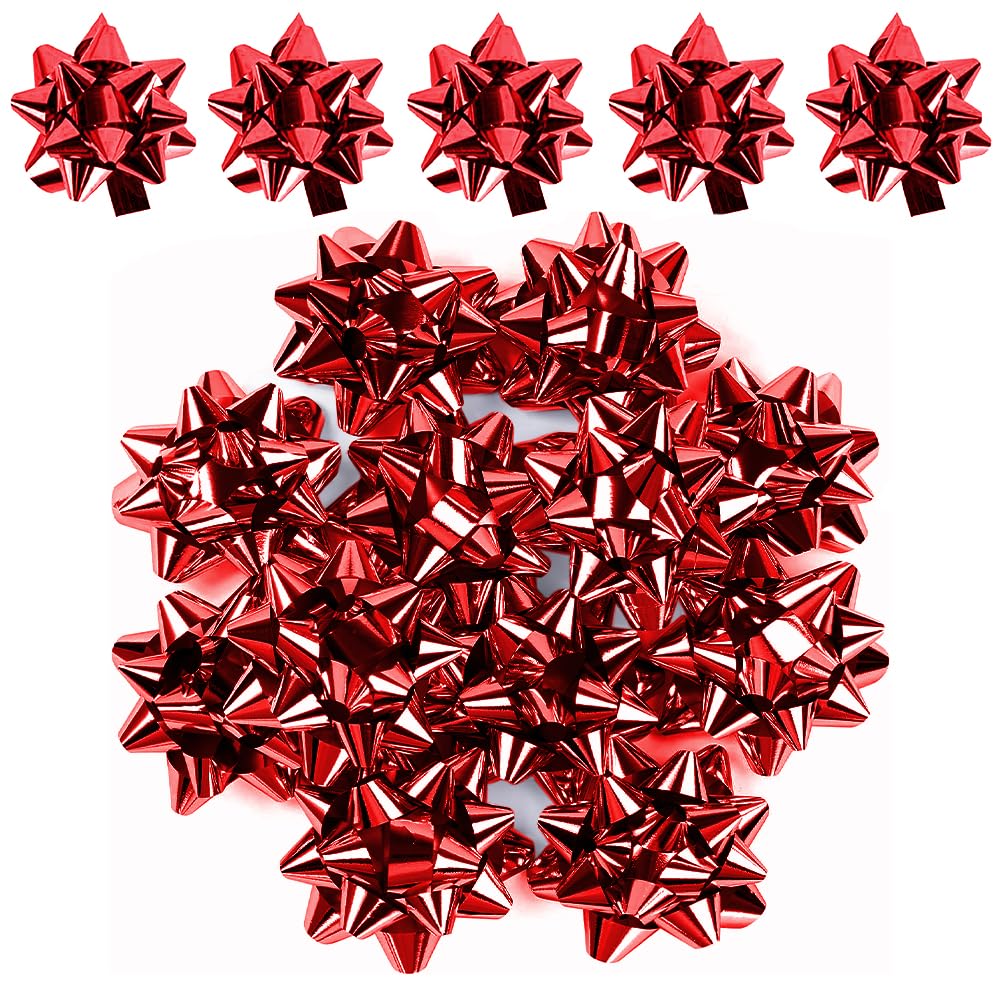 ANGIX 20 x Red Metallic Gift Bows Self Adhesive Decorative Beautiful ...