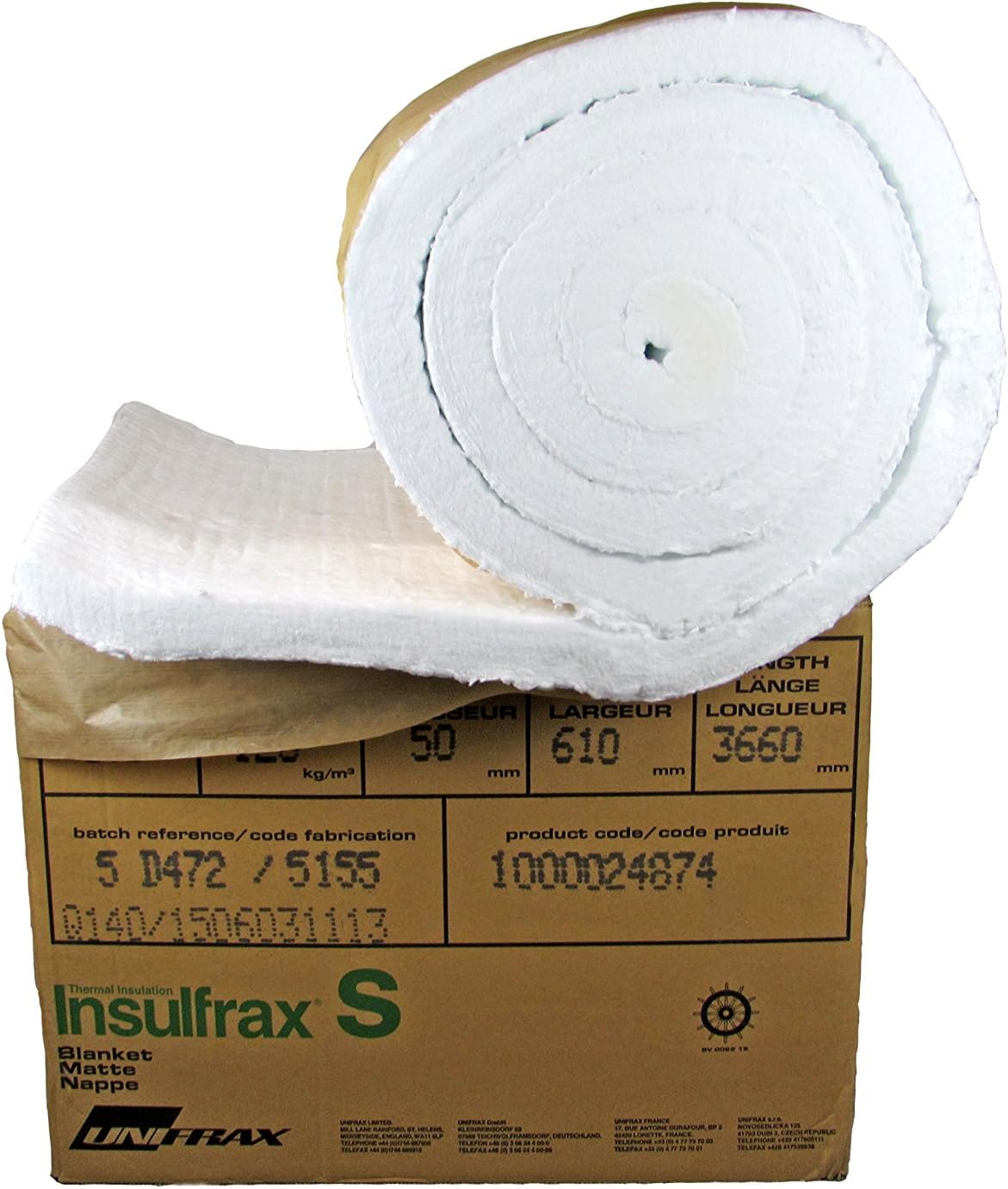 INSULFRAX "S" BLANKET 25MM X 610MM X 7200MM 96KG : Amazon.co.uk: DIY ...