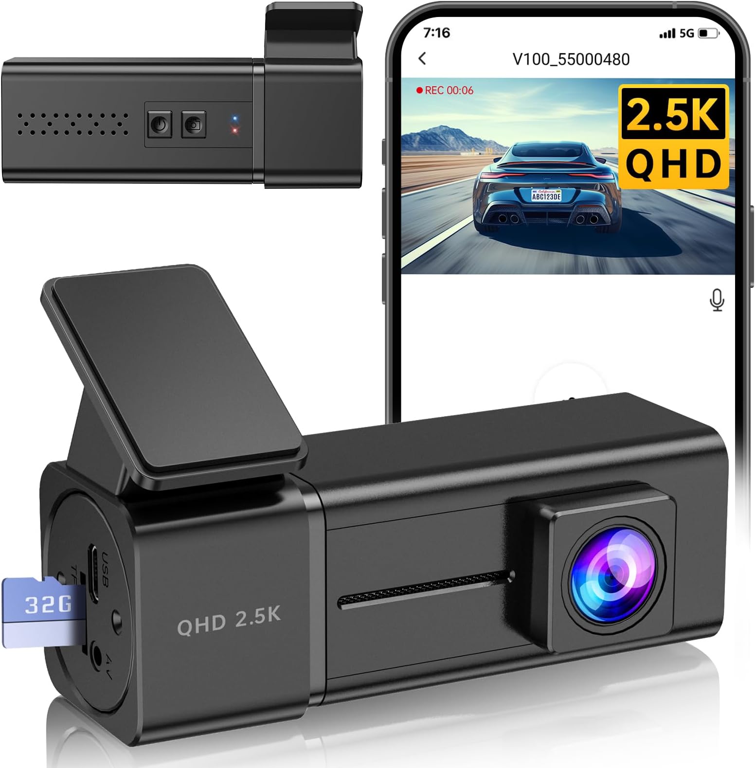 Amazon.com: Dash Cam, Veement 2.5k 1440P WiFi Dashcams, Dash Camera for ...