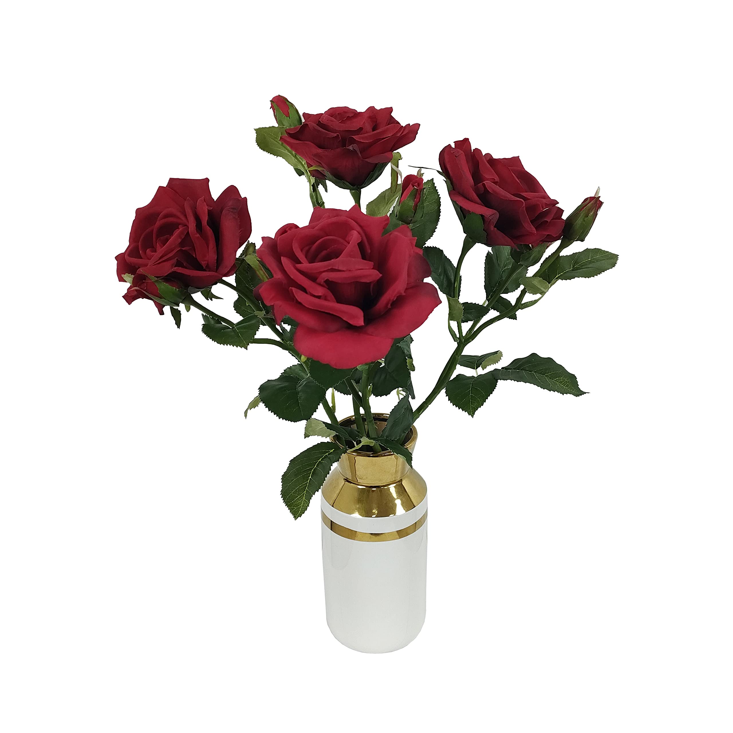 ATFL Red Roses Artificial Flowers,4 Pcs Real Touch Red Flowers ...