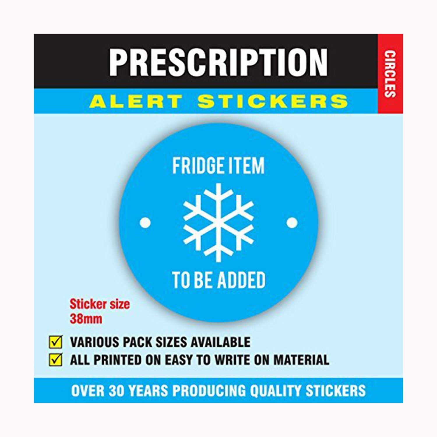 200 Prescription Alert Stickers - supplied on sheets (Blue Fridge Item ...