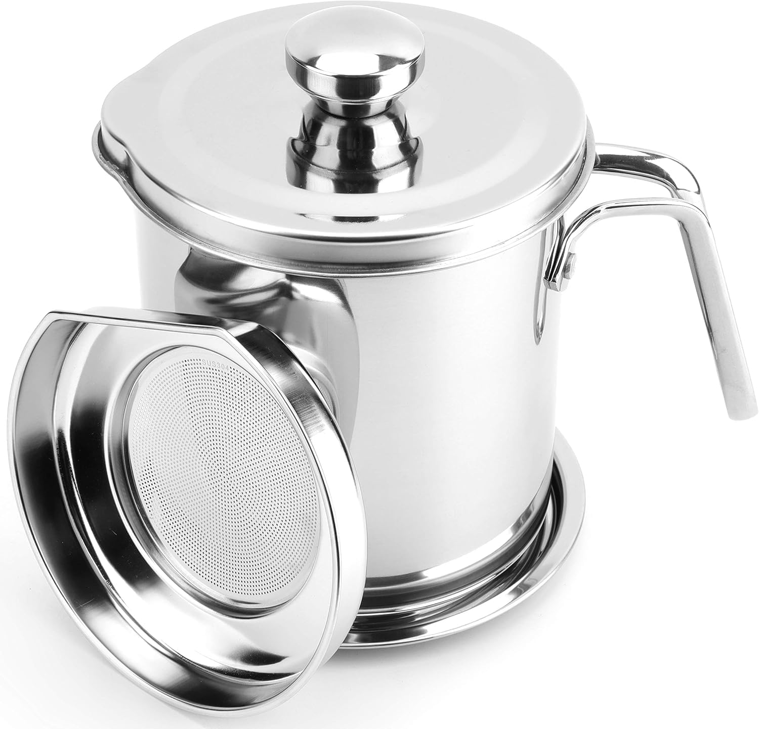 AulettHome 1.2L Stainless Steel Cooking Oil Strainer Pot, Gravy ...