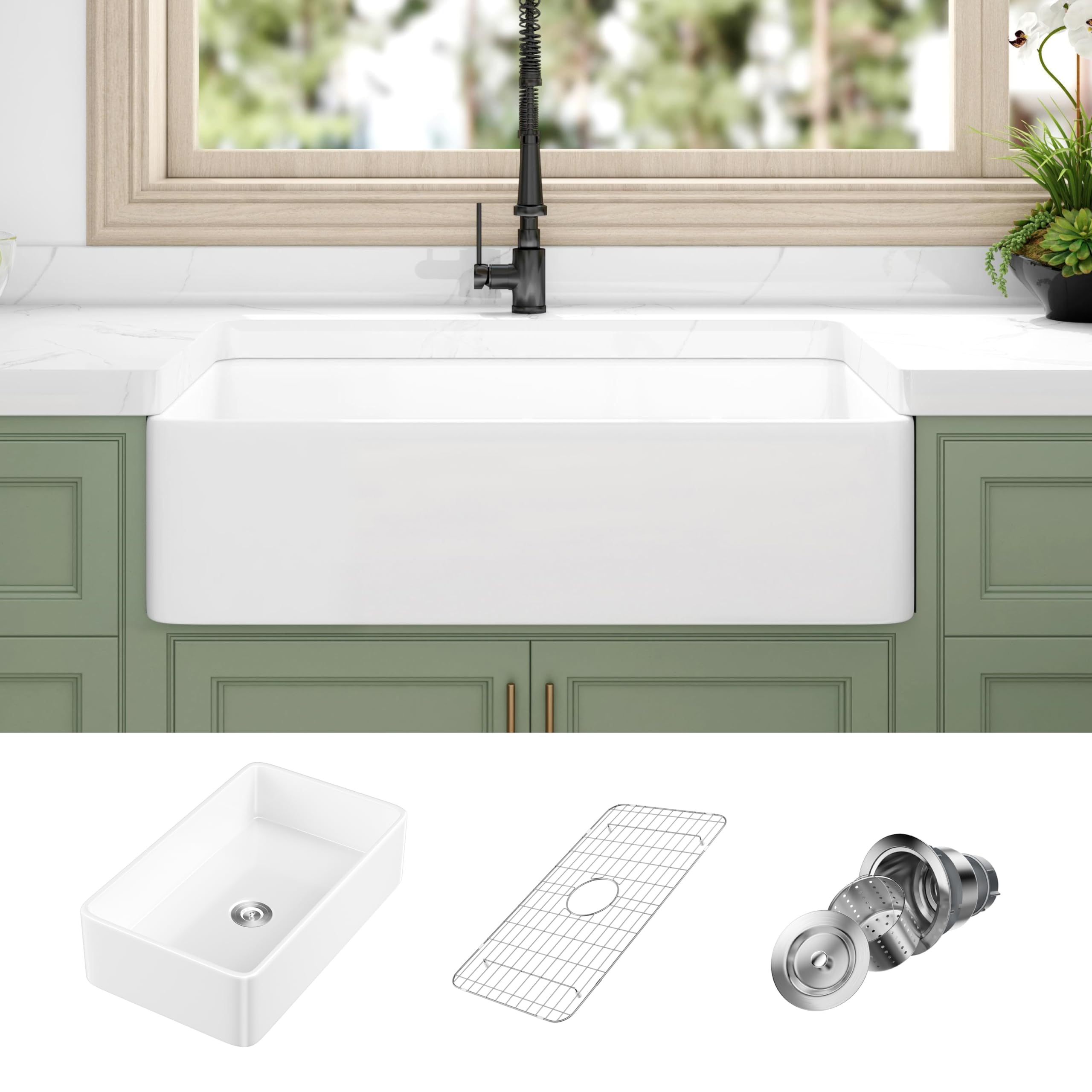 Snapklik.com : Farmhouse Sink, Eridanus 33 Inch X 20 Inch White Farm ...