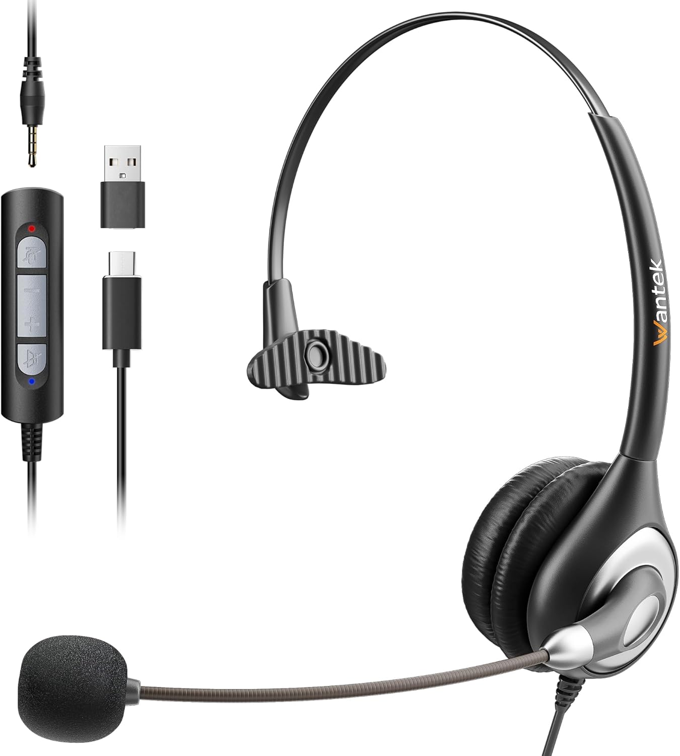 Amazon.com: USB C Headset with Microphone for Laptop/Mac & Phone,3.5mm ...