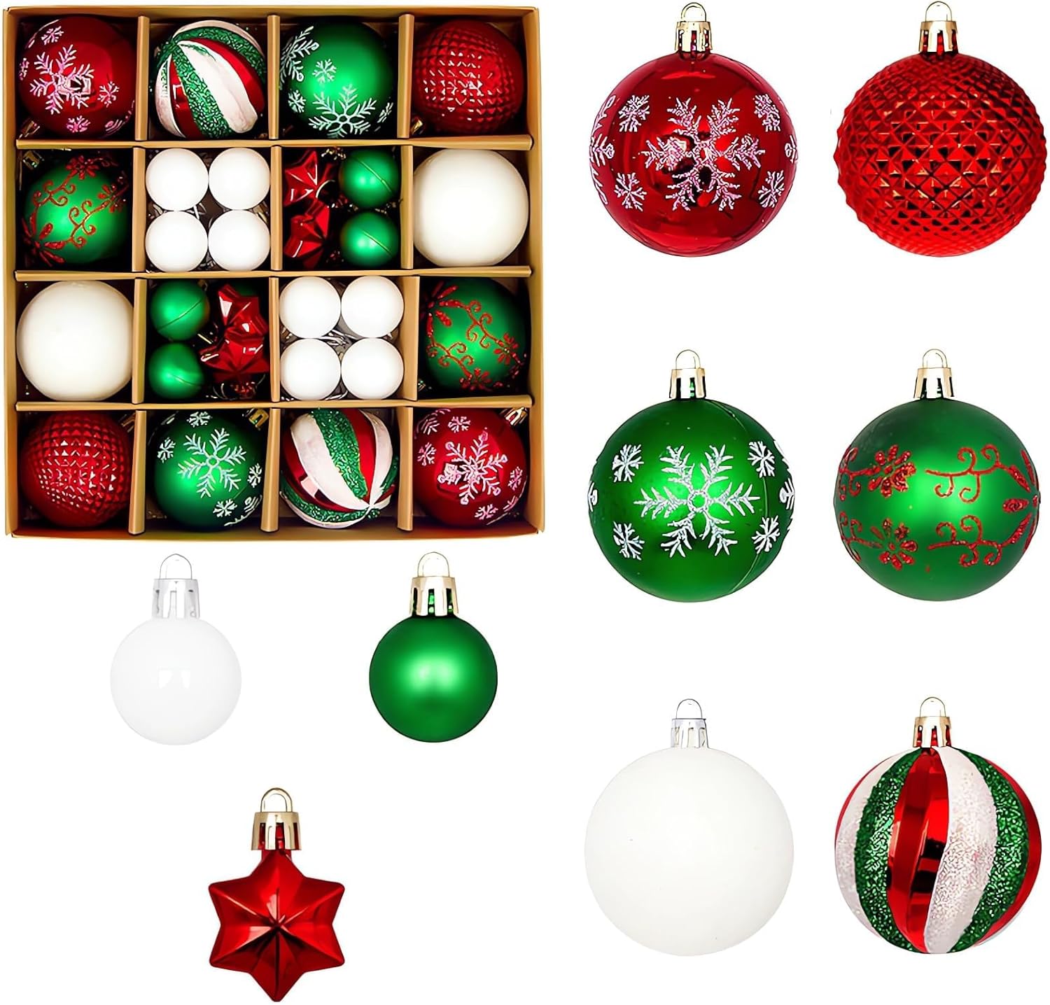 Christmas Ball Ornaments, 44pcs Shatterproof Christmas Ball Ornaments ...