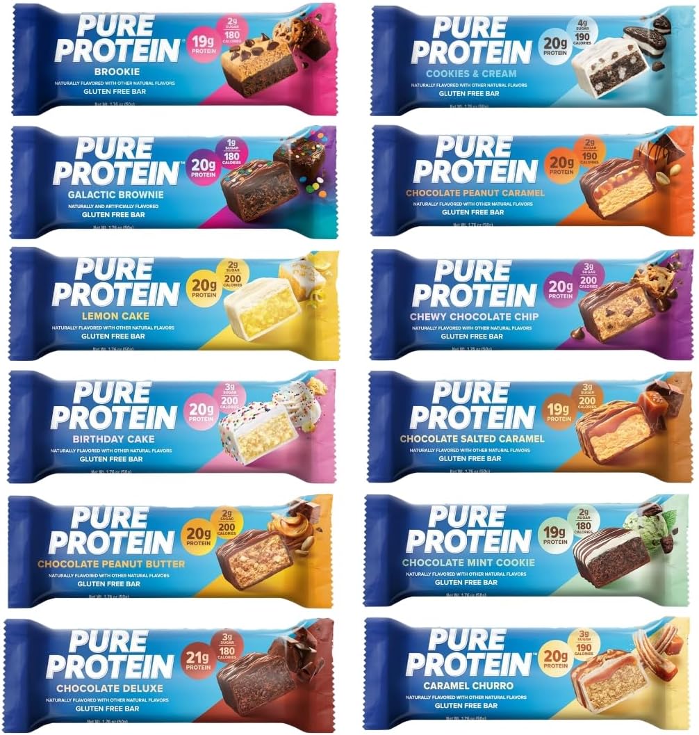 Amazon.com : Pure Protein Bar, Variety Pack of 12 Different Flavors, (12 Count), Gluten Free ...