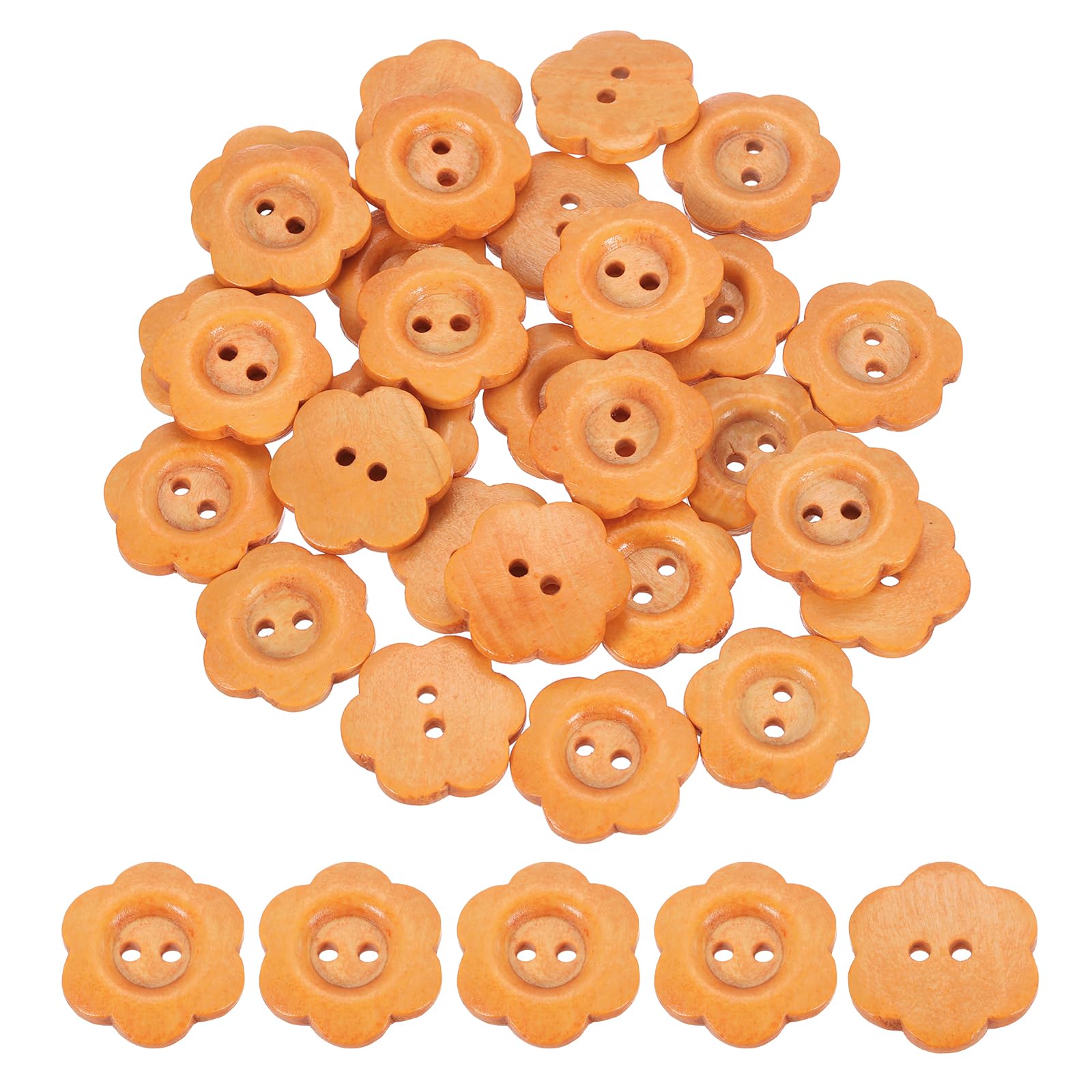 Amazon.com: uxcell 50Pcs Wooden Buttons, 23mm Flower Shape Wood Buttons ...
