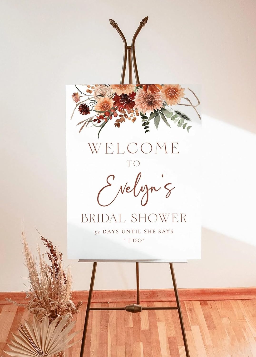 Amazon.com: Personalized Bridal Shower Sign Template, Terracotta Floral ...