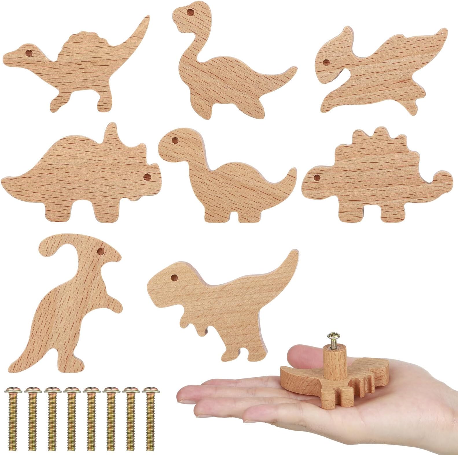 Amazon.com : Burbell 8 Pcs Wooden Animal Cabinet Knobs Wood Nursery ...