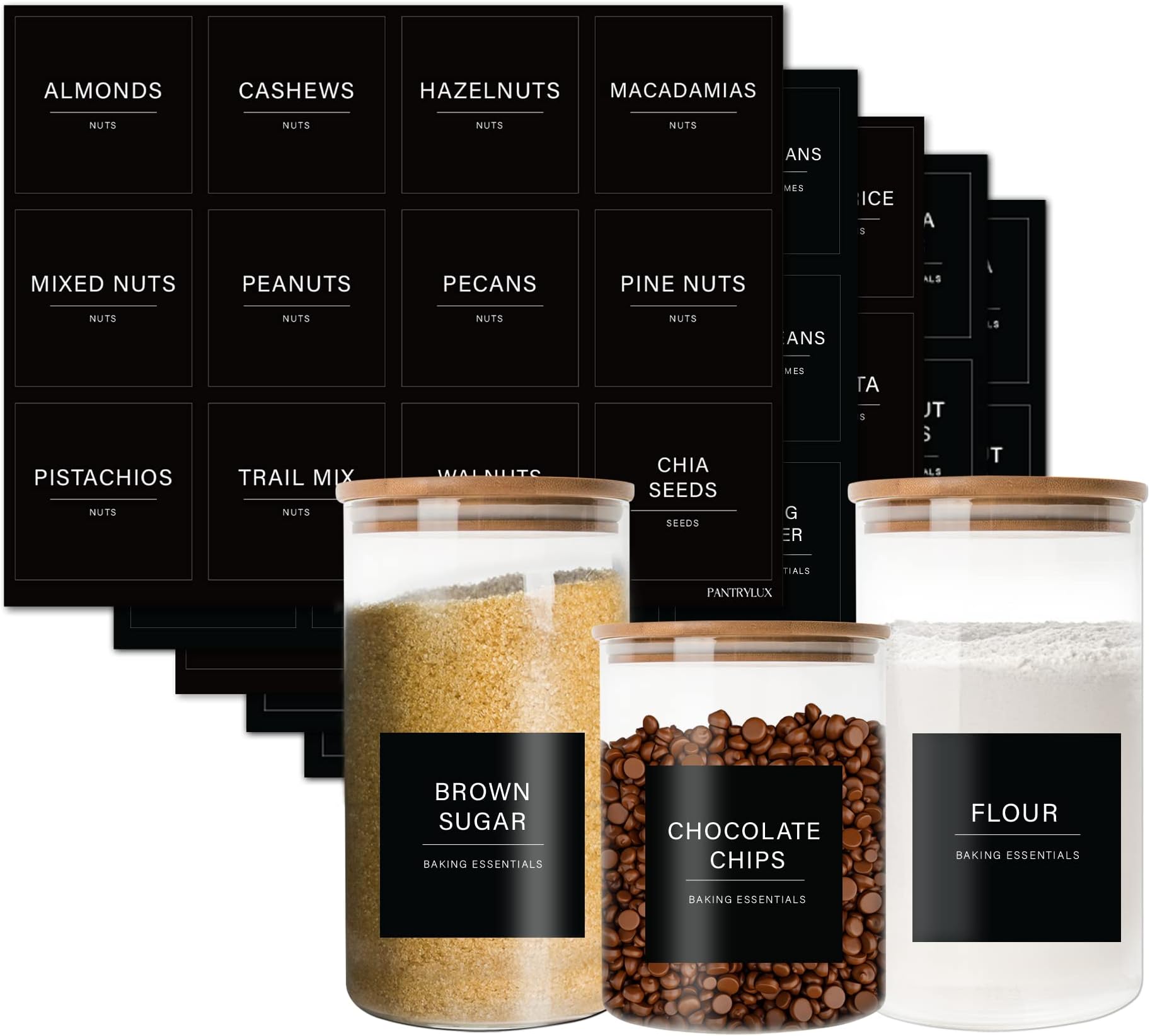 Amazon.com: Modern-Block Black Pantry Labels for Containers & Jars by ...