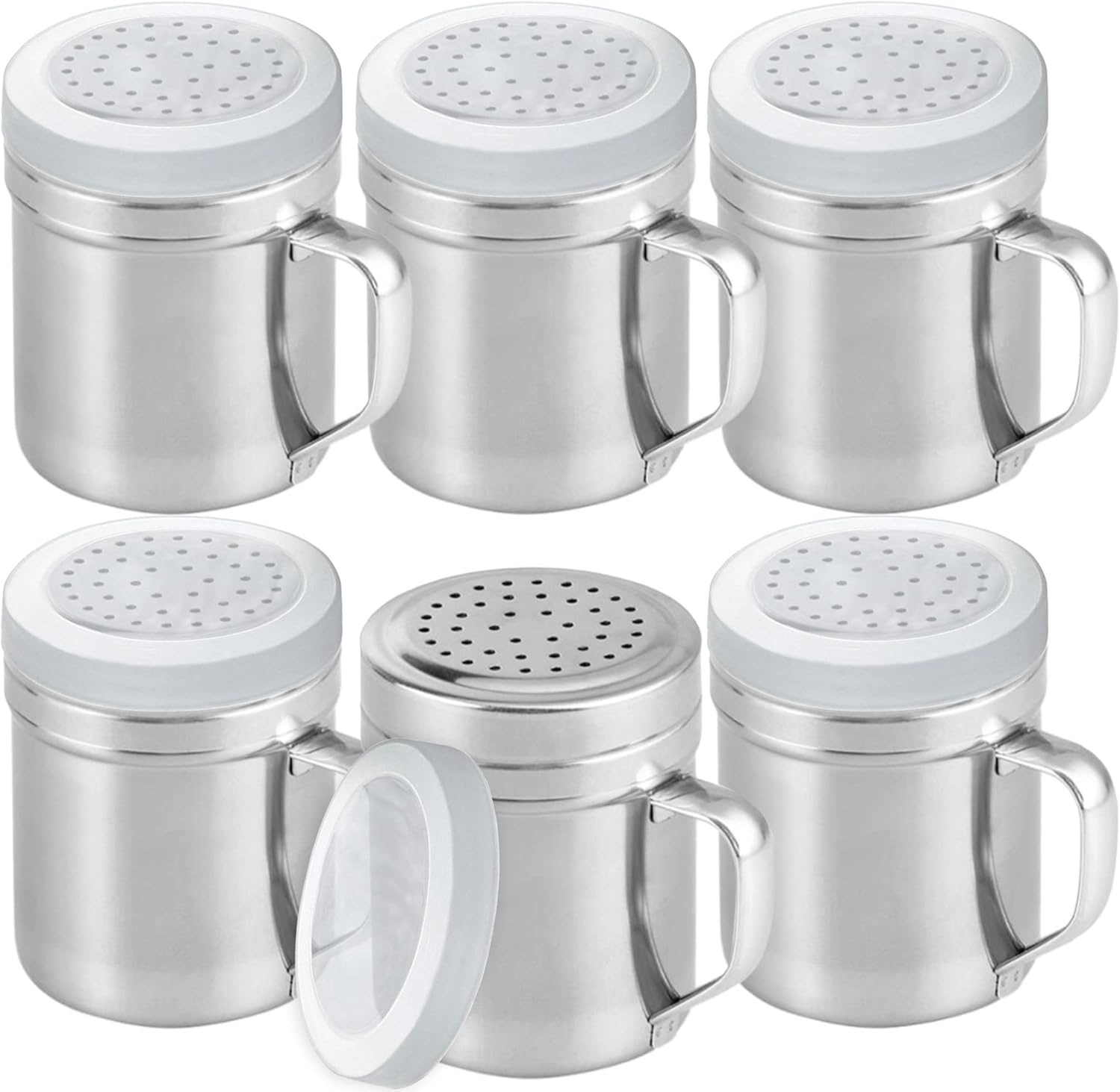CUSINIUM 10oz Stainless Steel Salt Pepper Dredge Shakers - with Plastic ...