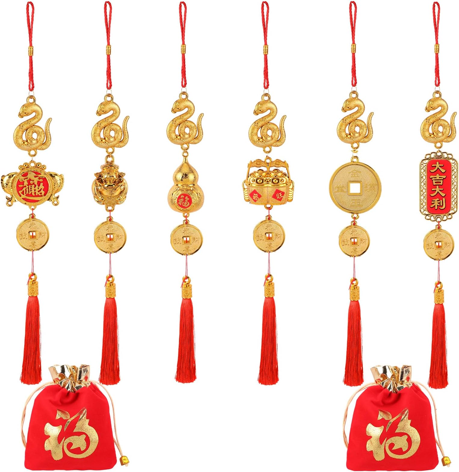 Amazon.com: 12 Peces 2025 Chinese Year Dragon Lucky Charms Red Hanging ...
