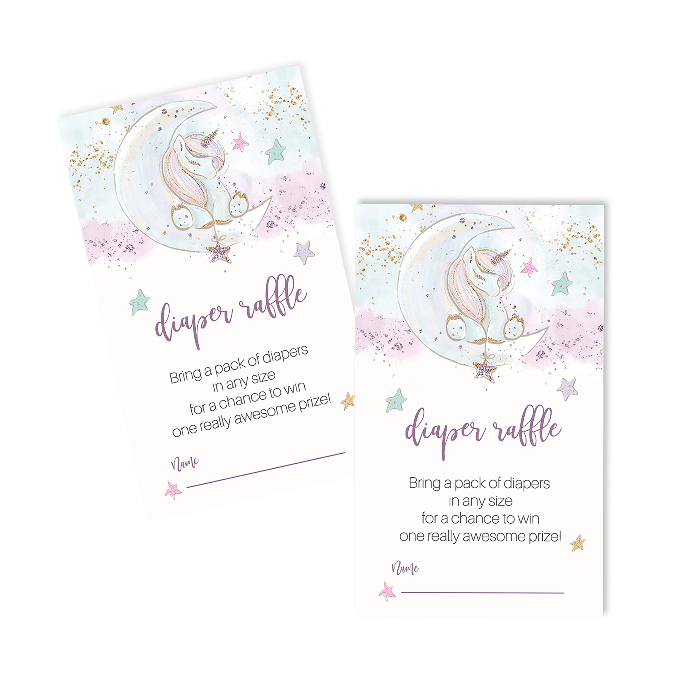 Unicorn Diaper Raffle Tickets 25 Cards Baby Shower Game Pack ...