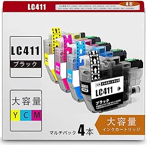 Amazon.co.jp: 番号区別は不要 LC411 LC411-4PK ブラザー 用 インク LC411 4色セット brother 対応 インクカートリッジ LC411 LC411BK ...
