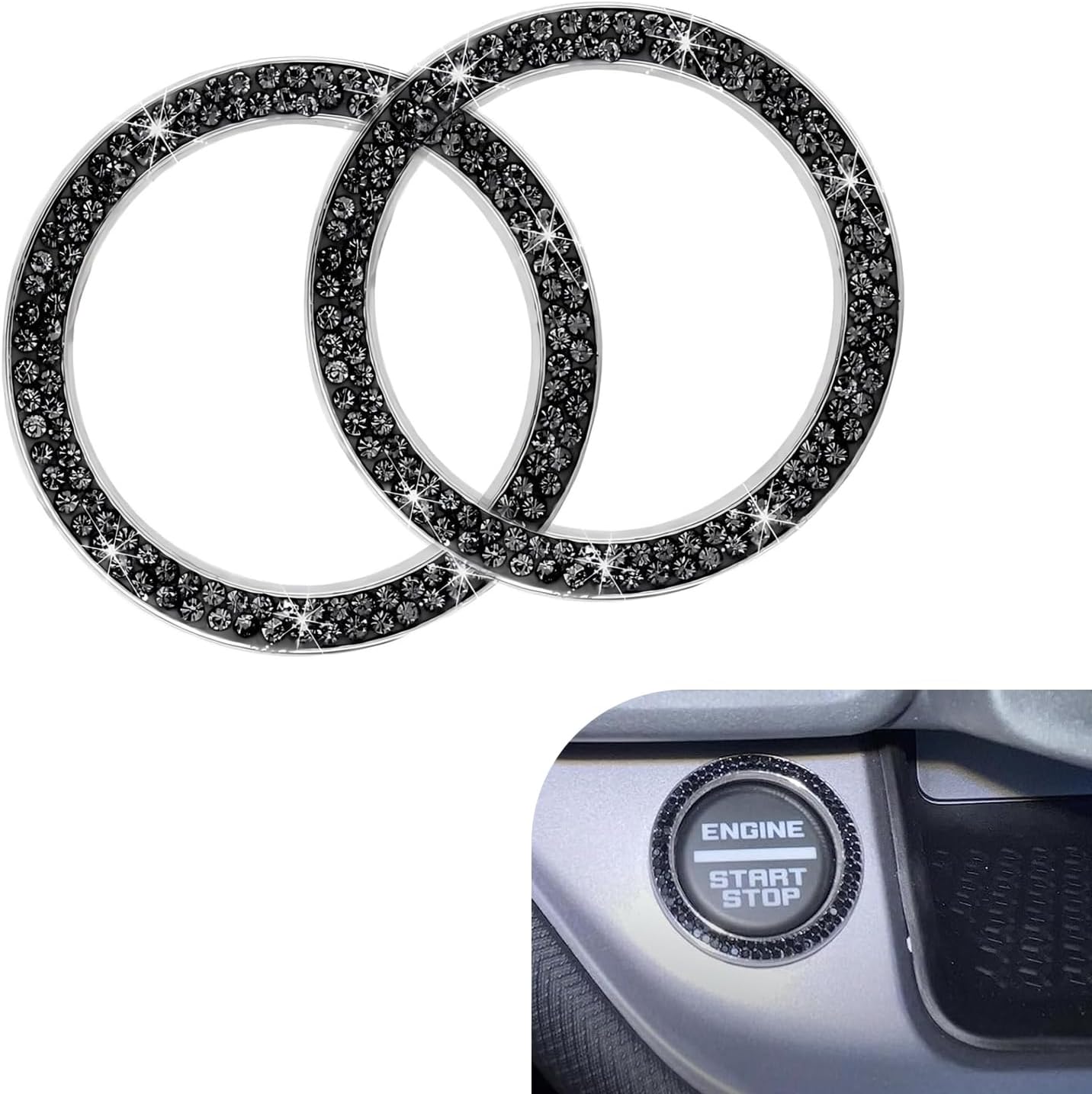 Amazon.com: Hugwits 2 PCS Crystal Car Engine Start Stop Decoration ...