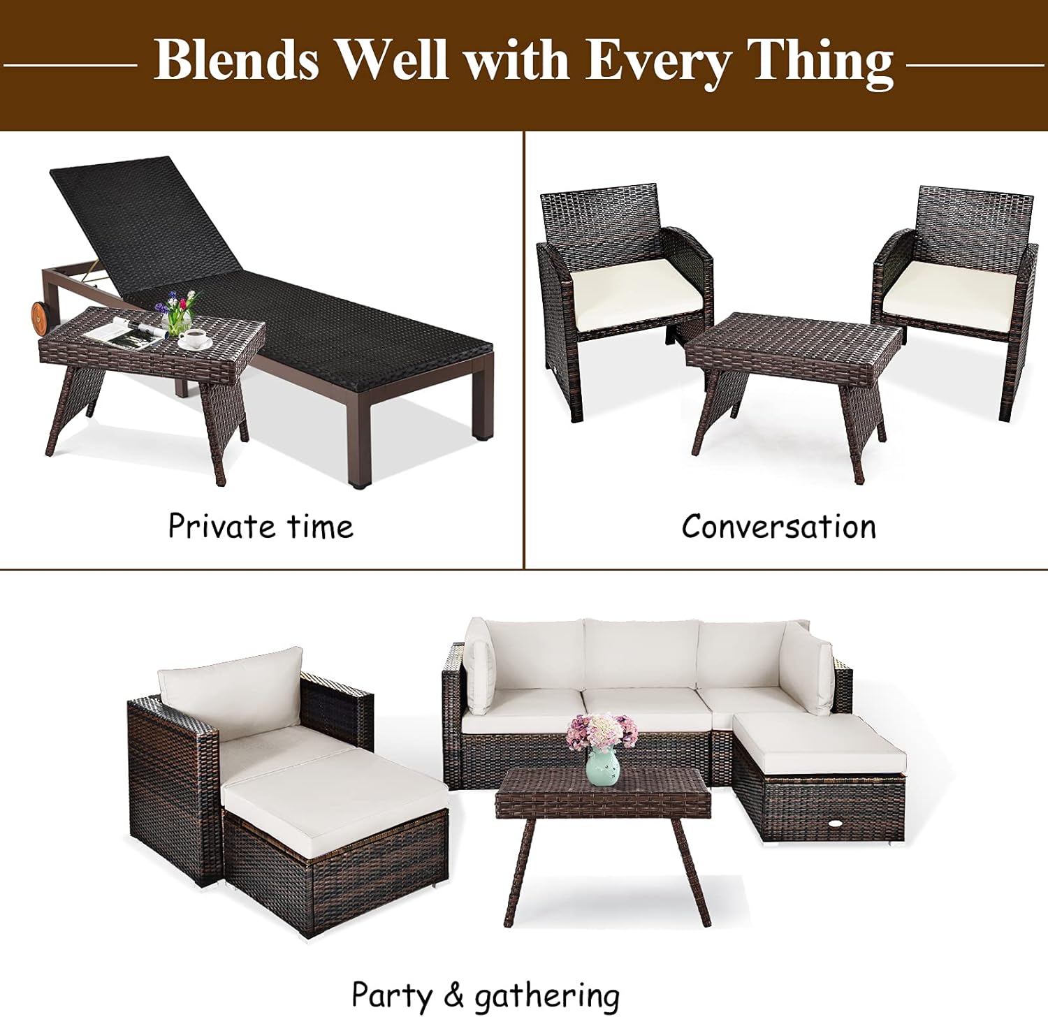 Buy TANGZON Folding Rattan Coffee Table, Weatherproof Wicker Side Table ...