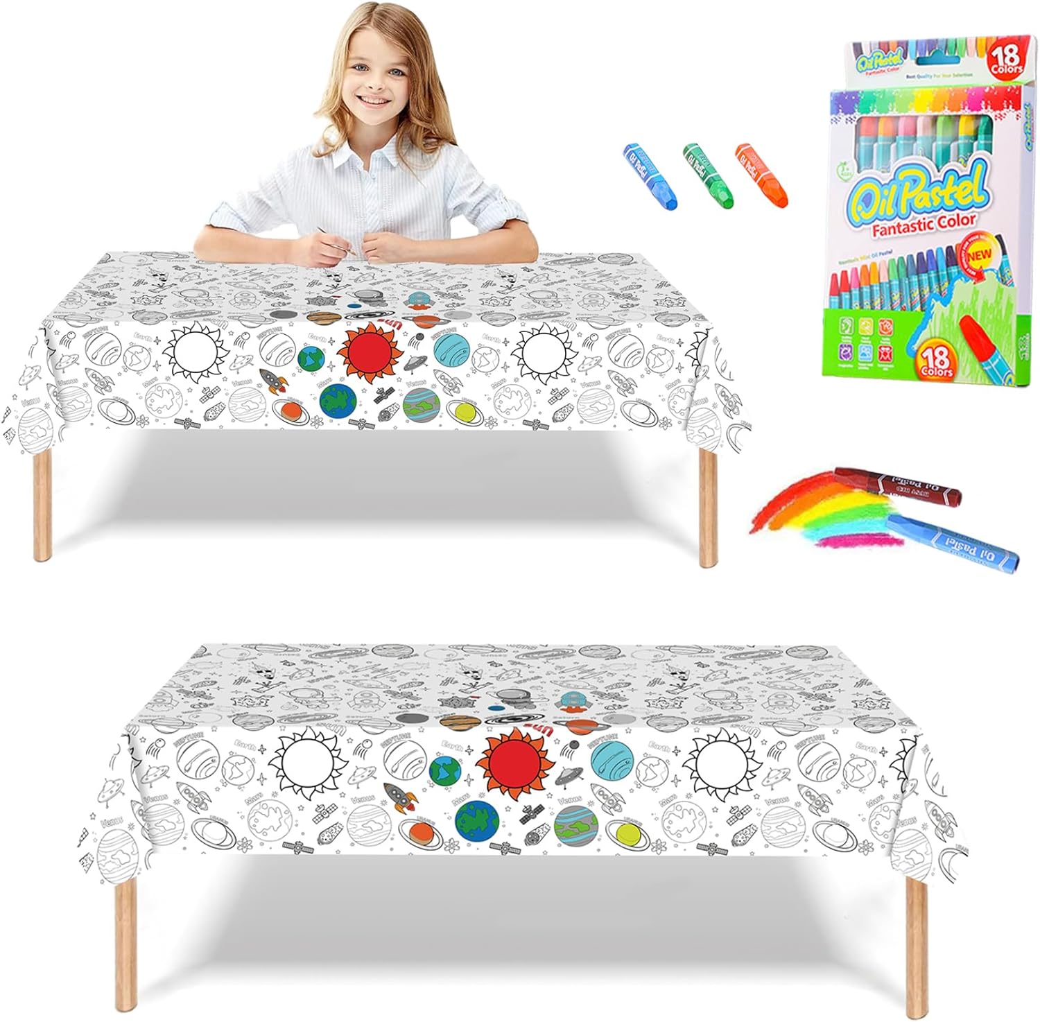 Giant Colouring Poster Table cloth for Kids,47x71inch Space Colouring ...