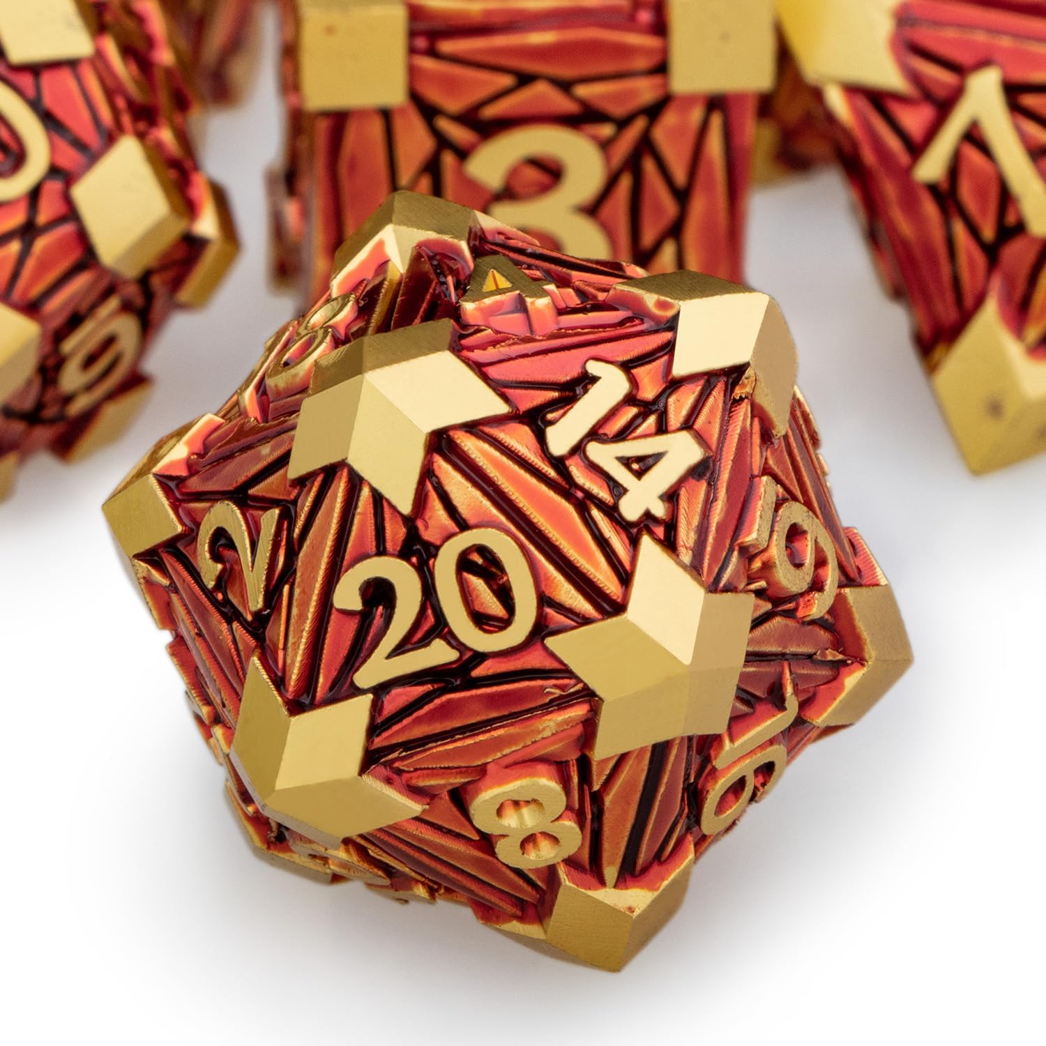 Amazon.com: ORIFANTOU Metal DND Dice Set Golden Red Debris RPG D and D ...