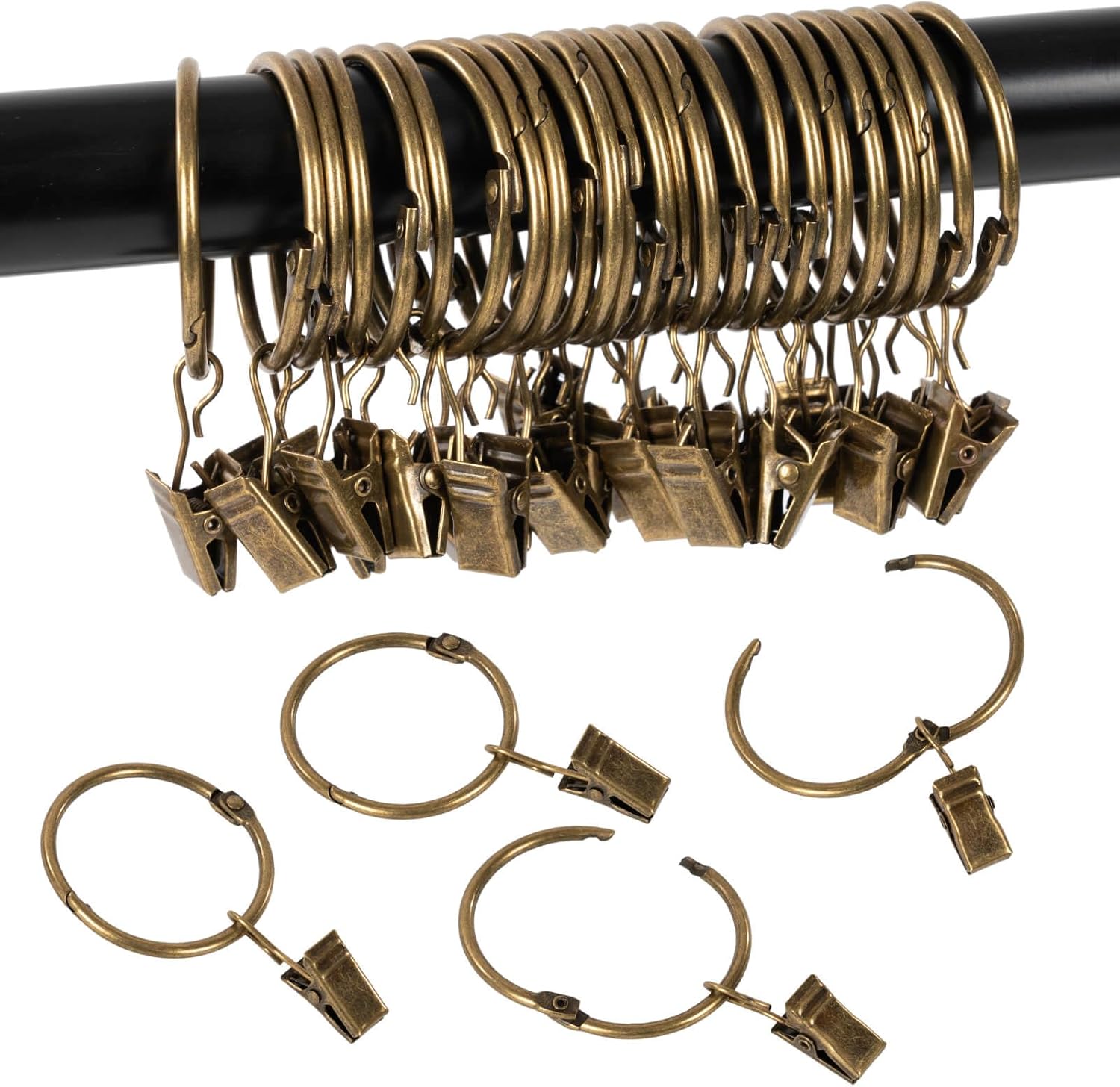 Amazon.com: Openable Curtain Rings with Clips,1inch Inner Diameter ...