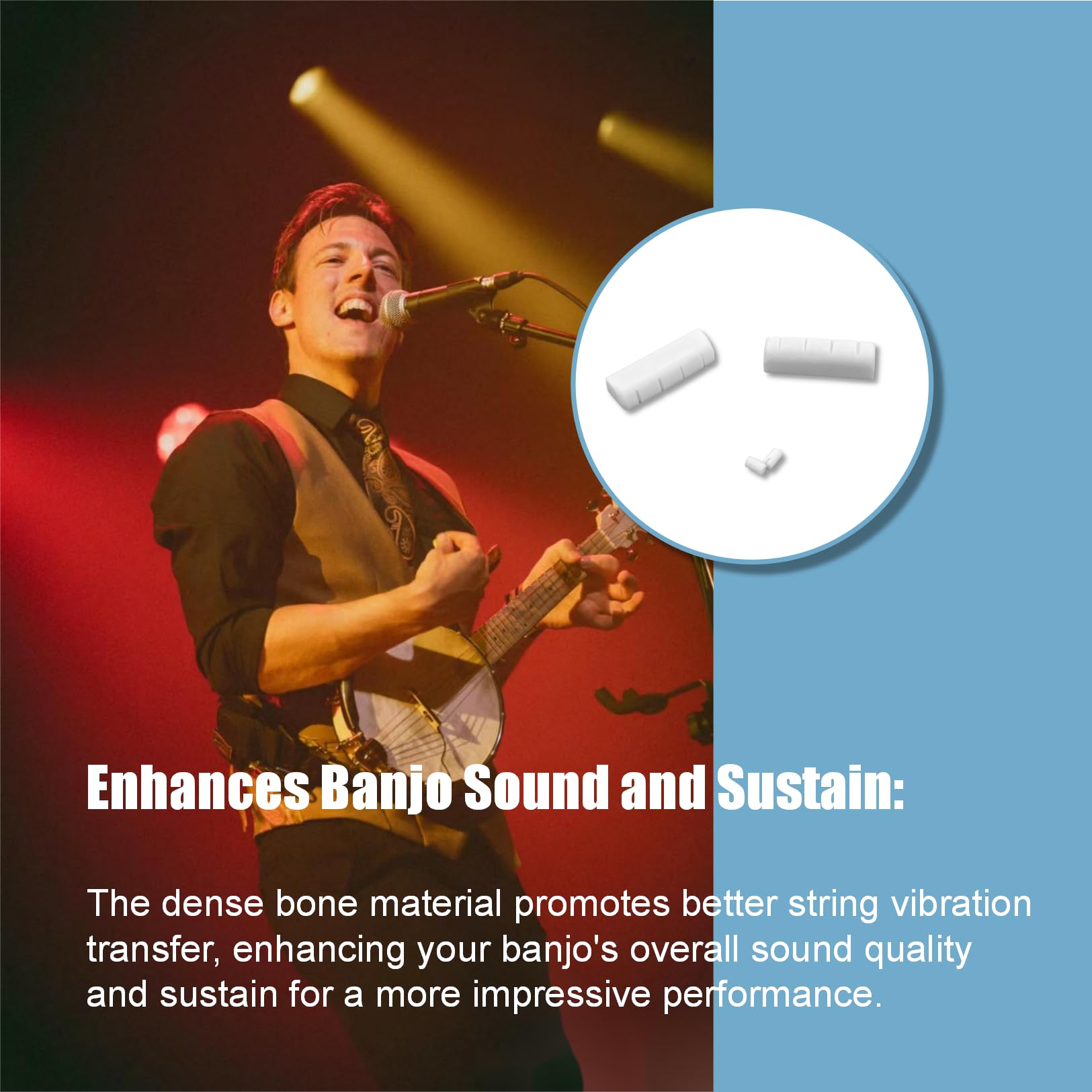 Snapklik.com : 2-Pack Bone Banjo Nuts Set, 5th String Nut & Head Nut ...