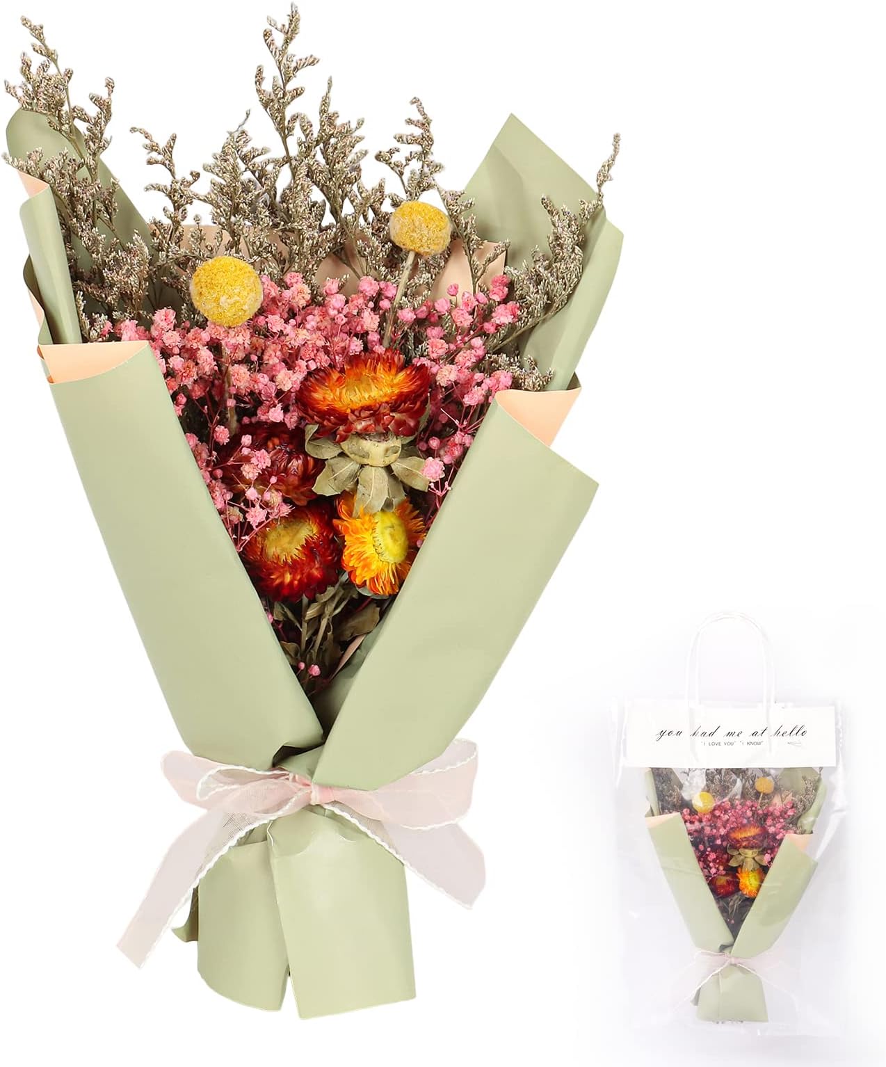 Amazon.com: 30pcs Natural Dried Flowers Craspedia Billy Balls Flowers ...