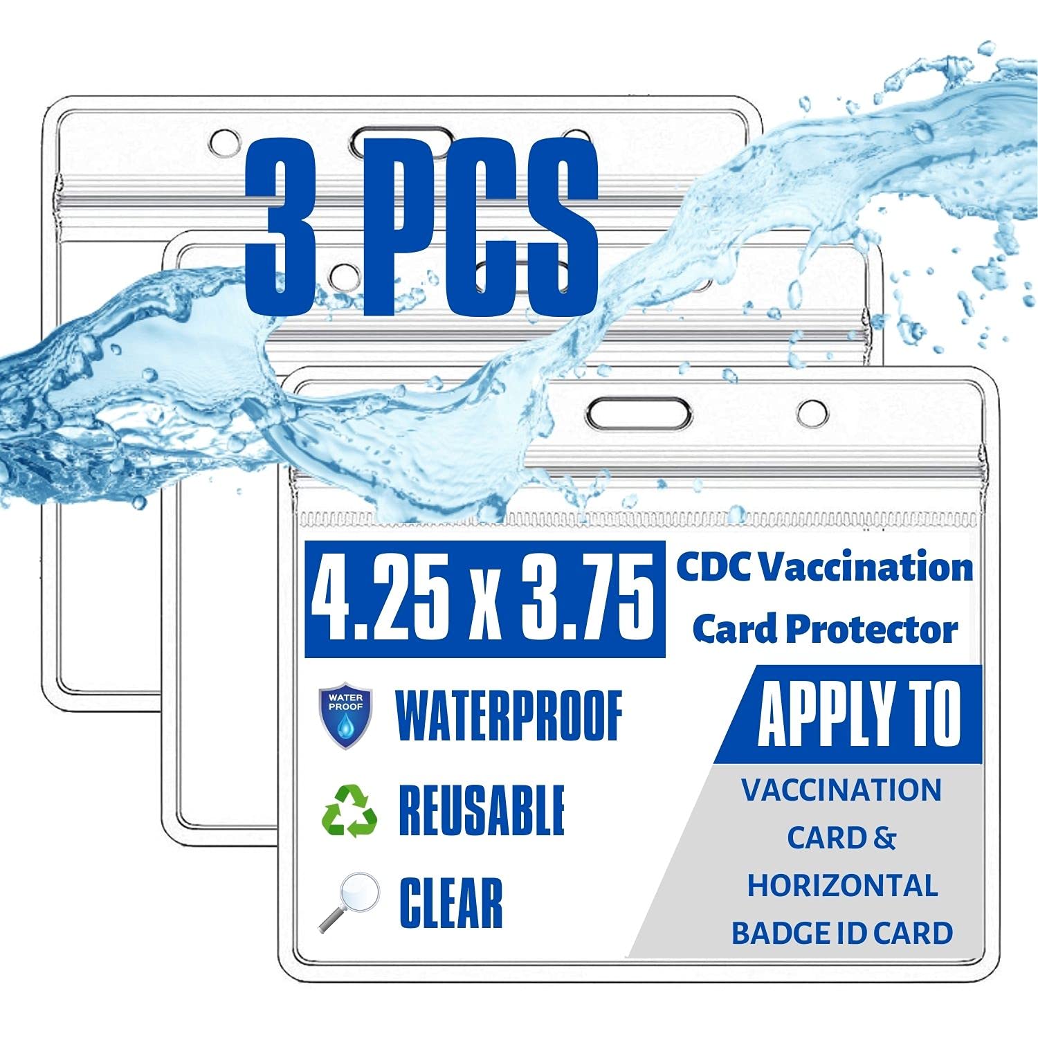 CDC Vaccine Card Protector 4 X 3 Inches (Horizontal) Immunization ...