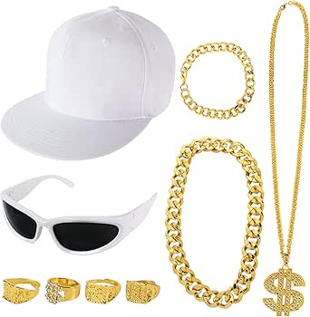 Amazon.com: Beelittle Hip Hop Costume Kit 2000s Rapper Accessories ...