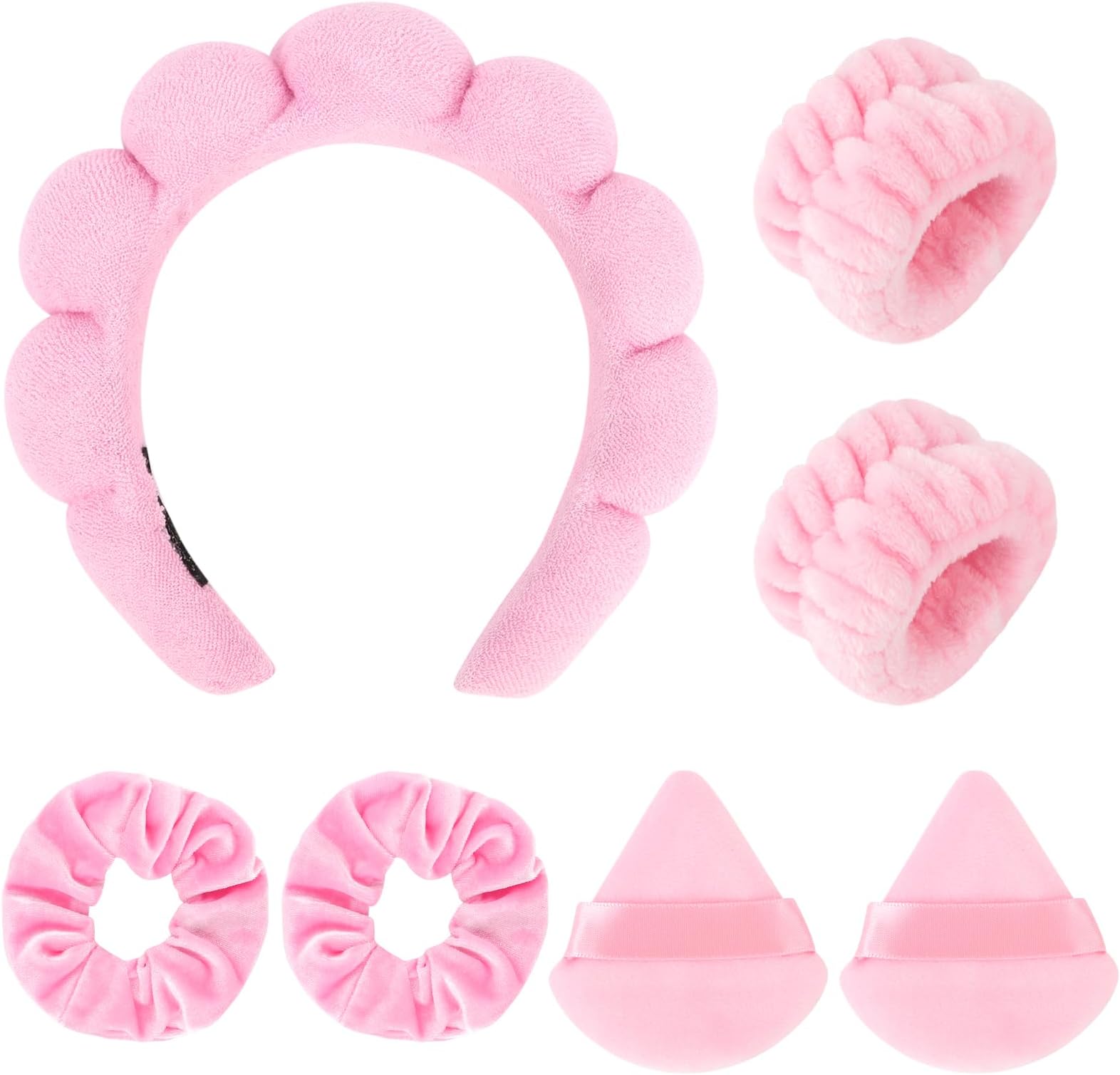 Amazon.com : Araluky Spa Headband Set, 7Pcs Puffy Terry Cloth Headband ...